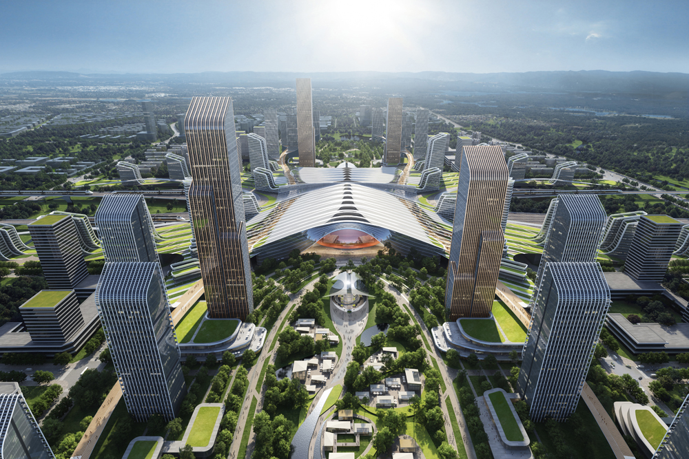 Chengdu Tianfu New Station TOD by Aedas - Architizer