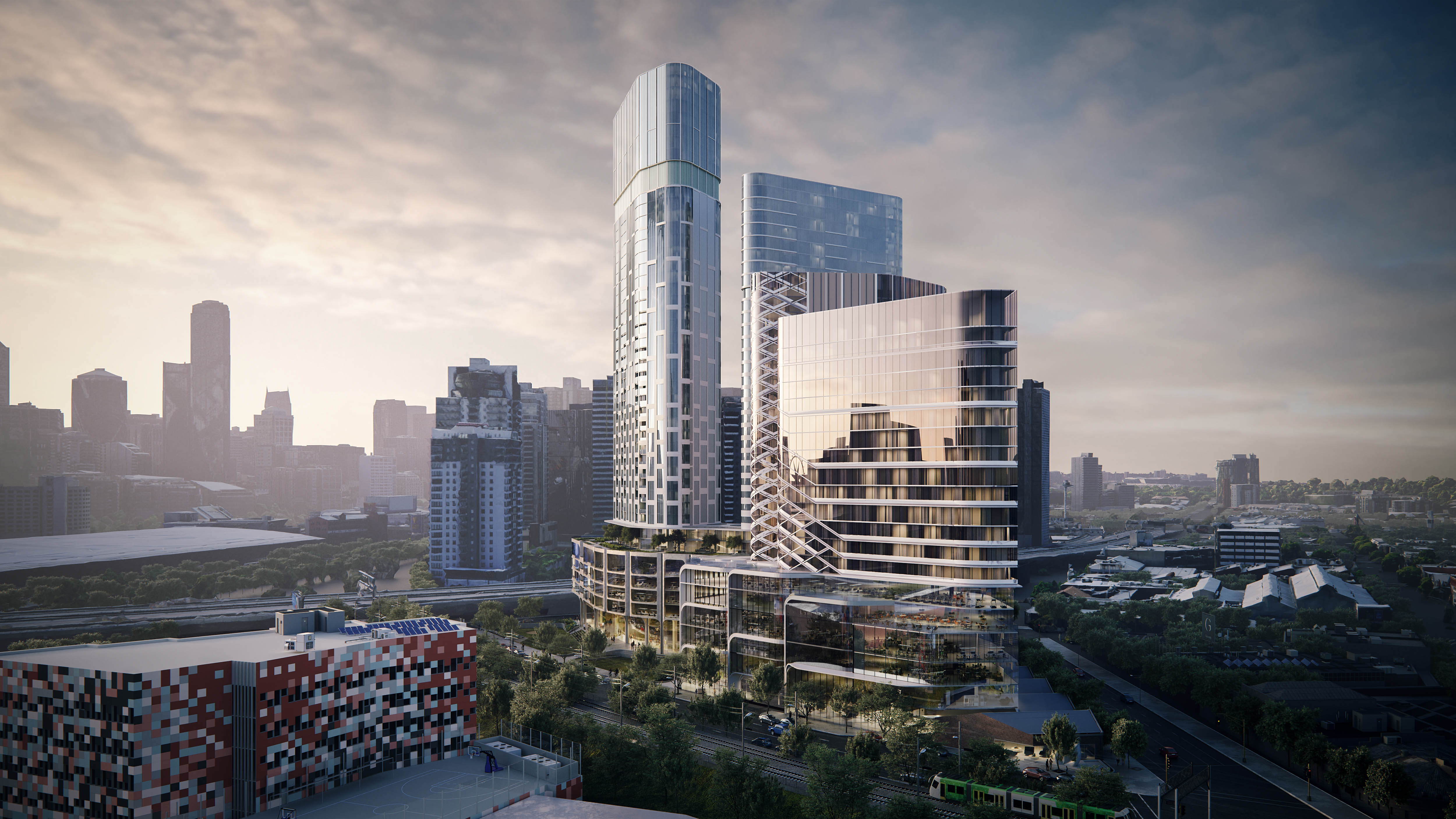 3d exterior visualization of a business center in Melbourne by Lunas Visualization - Architizer