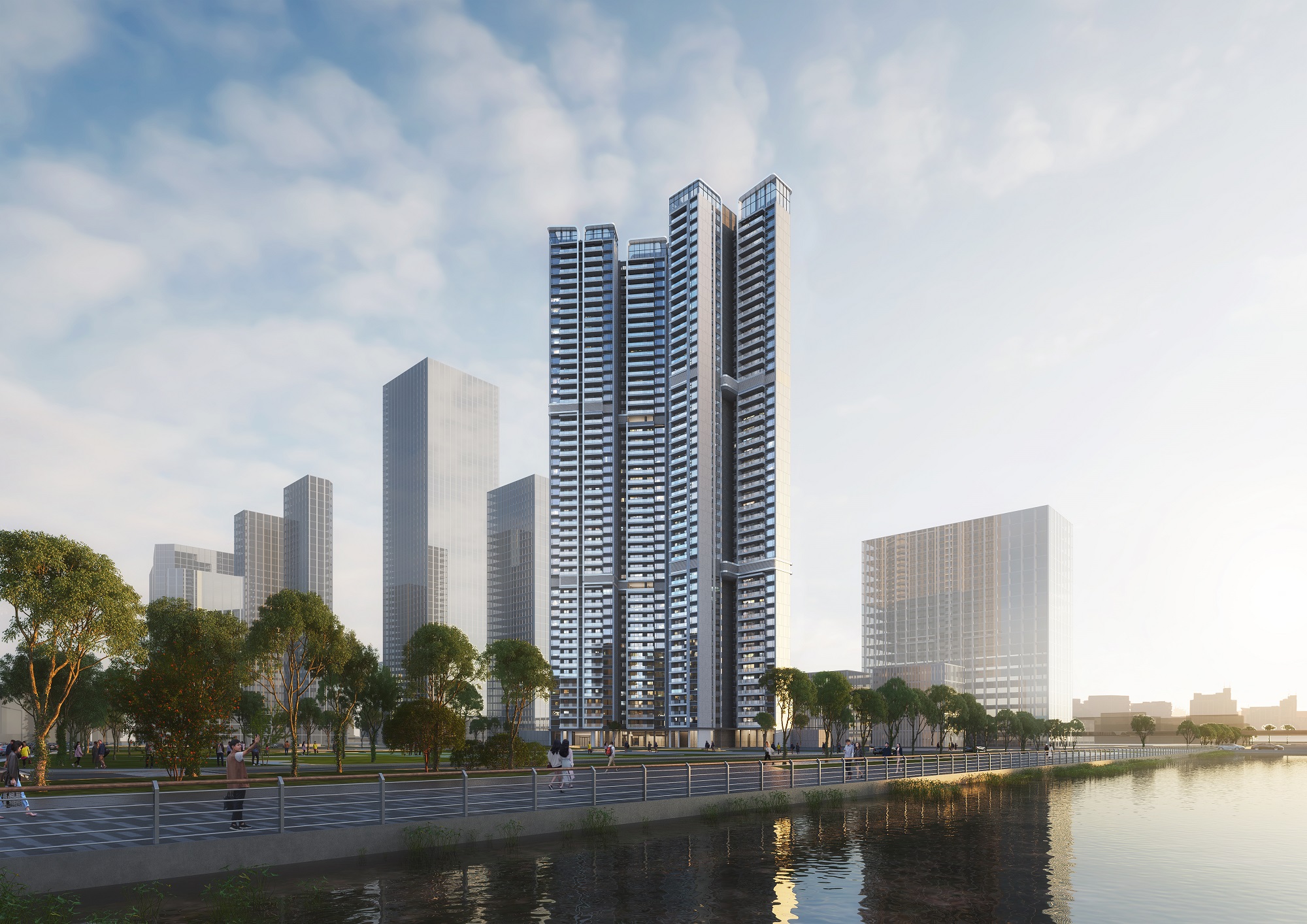 Aedas designs the “Floating Mansion” on Nansha Financial Island, Guangzhou by Aedas - Architizer