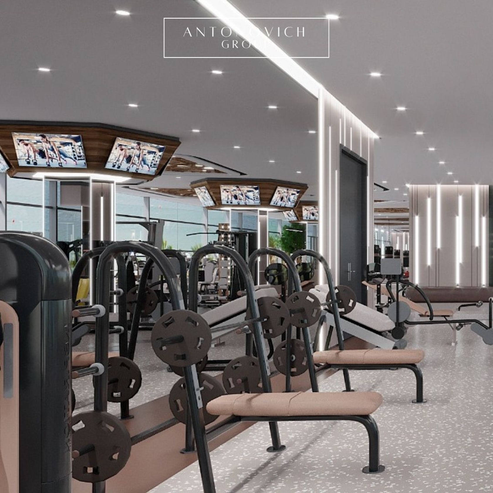 Fitness Center Gym Interior Design And Modern Equipment By Luxury Antonovich Design Architizer