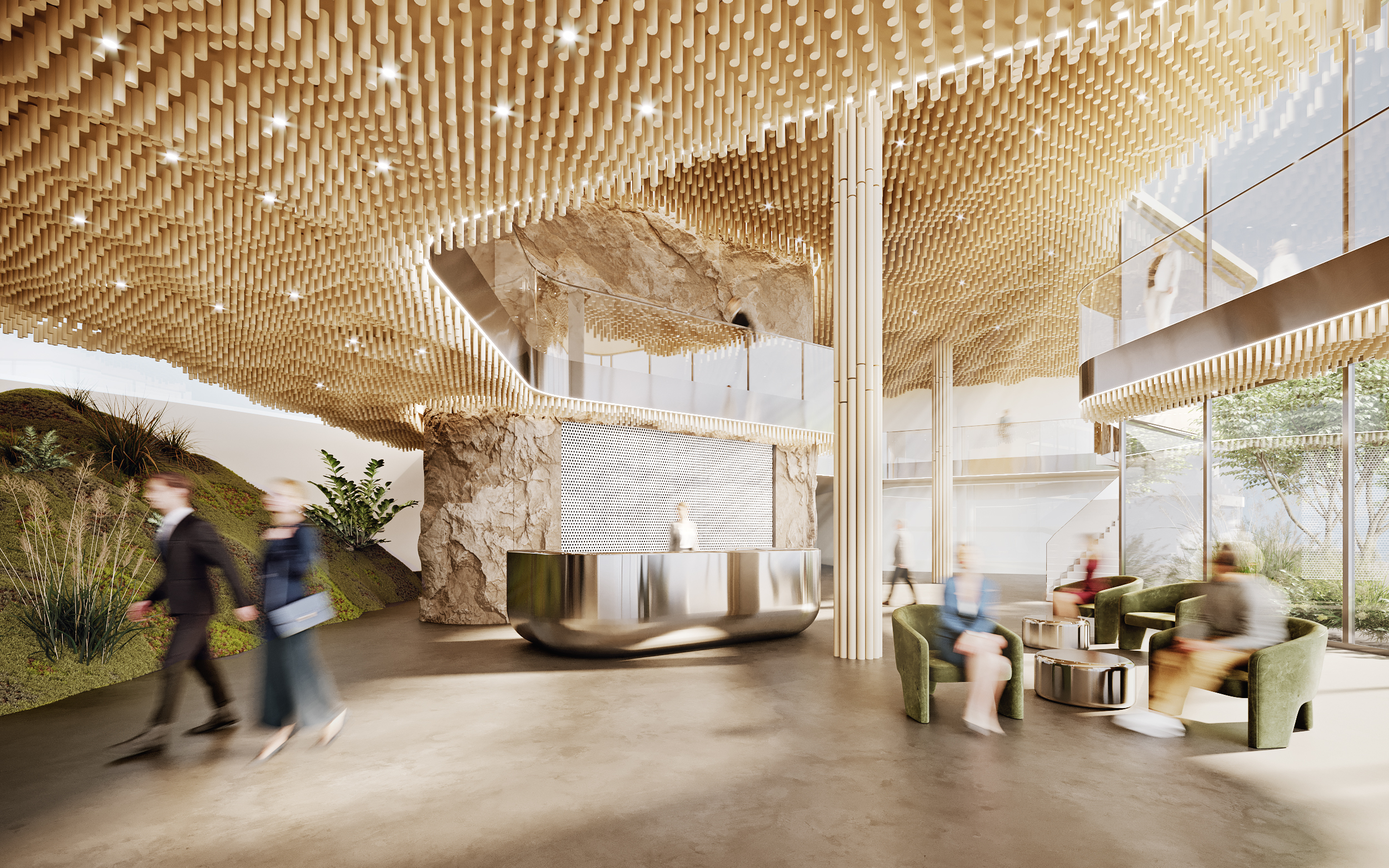 Lobby in the multifunctional complex on Russky Island by Asadov Architectural Studio - Architizer