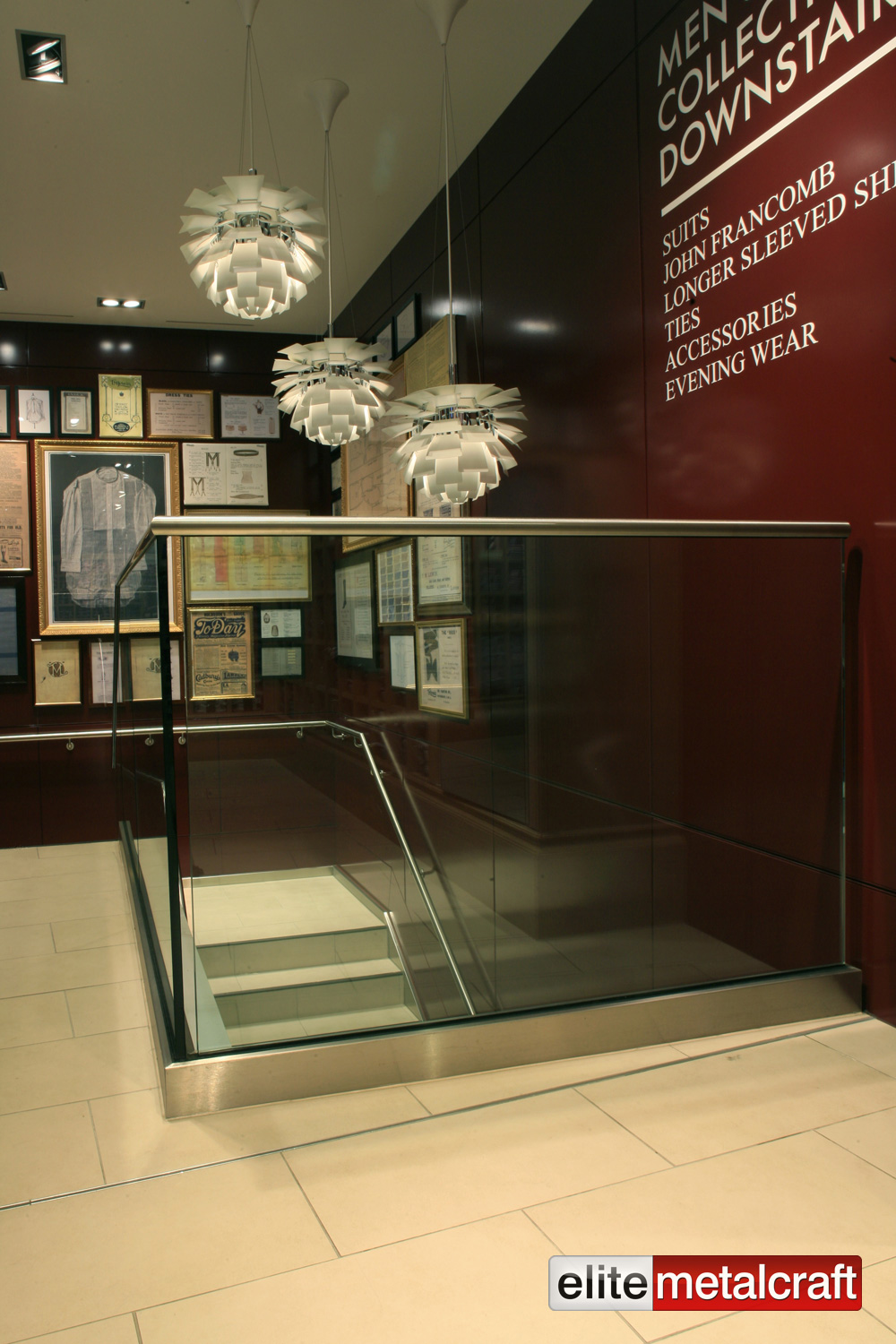 Retail Straight Staircase with Glass Balustrade and Stainless Steel ...