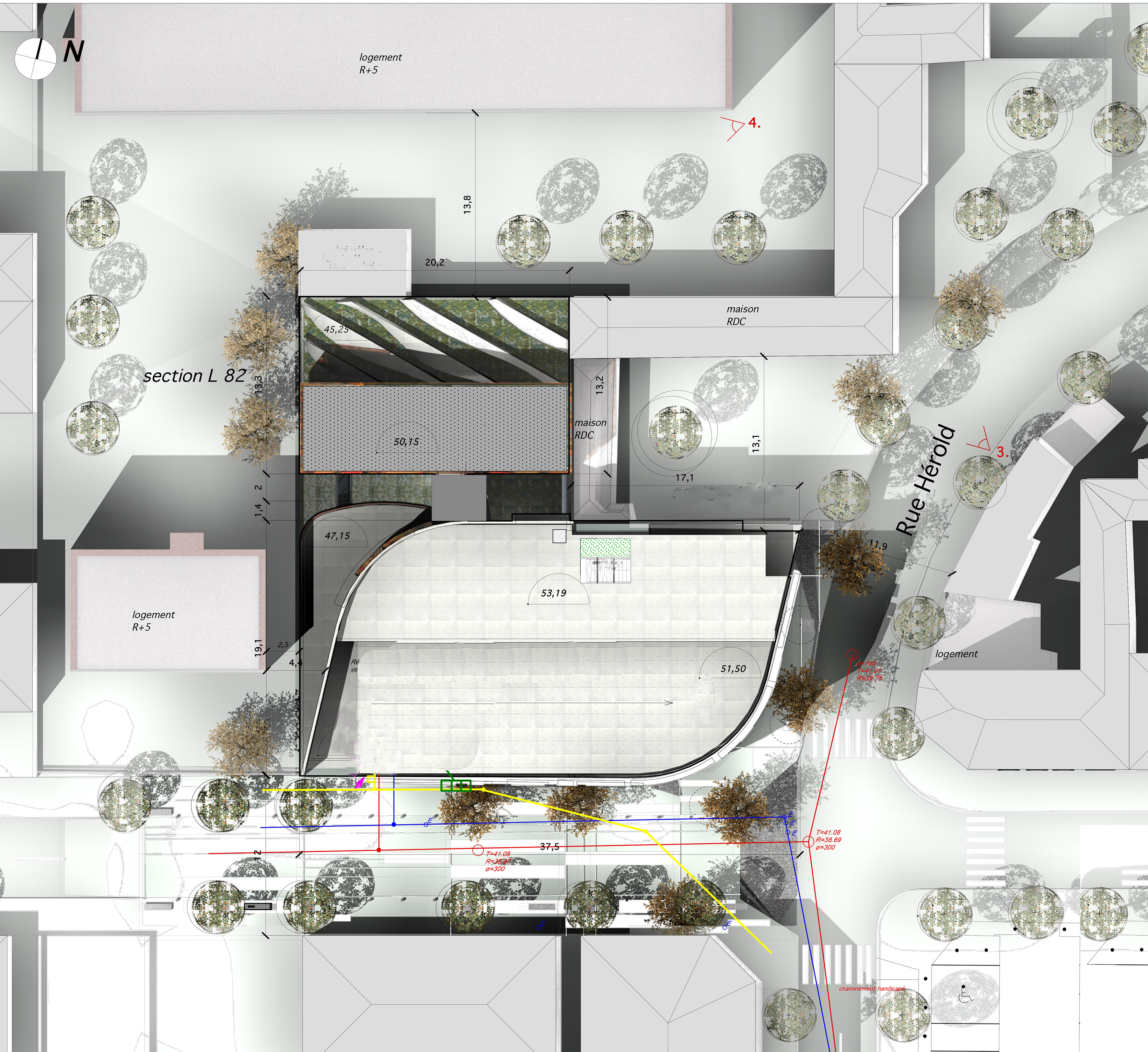 cultural center - printed glass wall by Richard + Schoeller Architectes ...