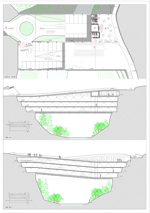 Carpark Hidden Inside a Green-Roofed Bridge by AS-DOES - Architizer
