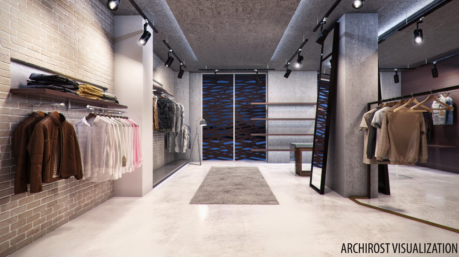 Archirost by Visualization of interior of retail space CLOTHES ...