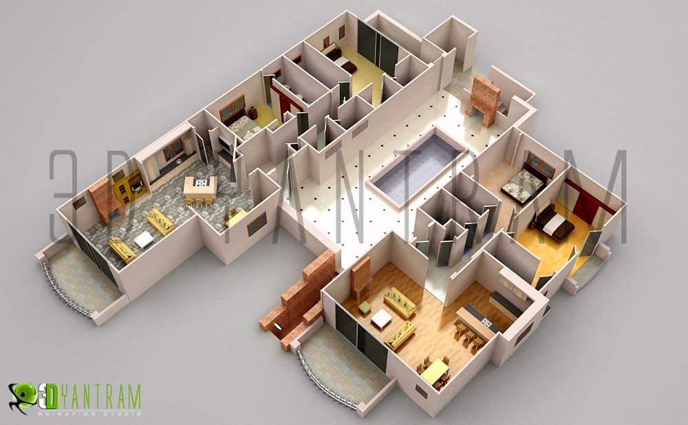 3D Floor Plan by Yantram Architectural Design Studio - Architizer