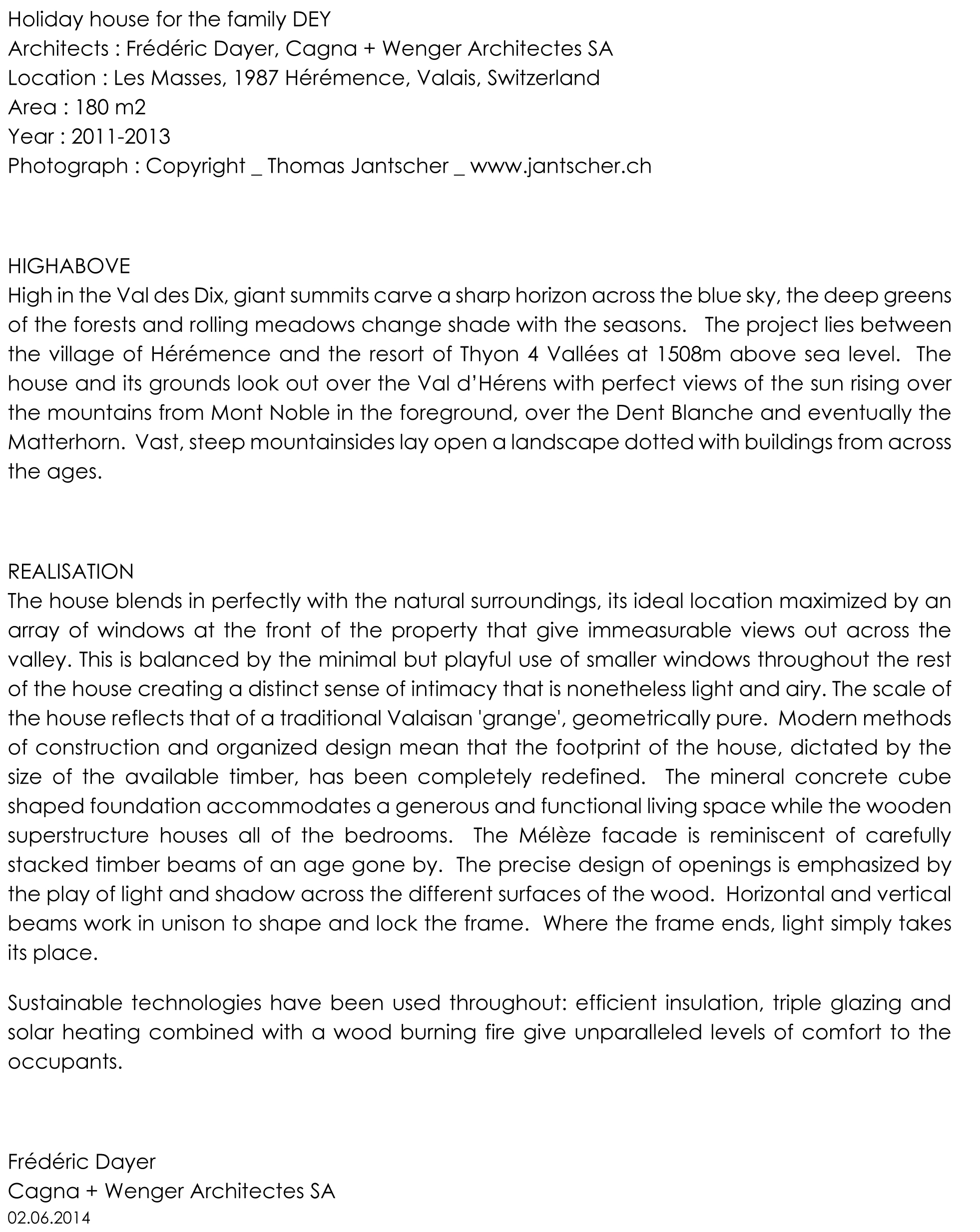 DEY House by Cagna + Wenger Architectes SA - Architizer