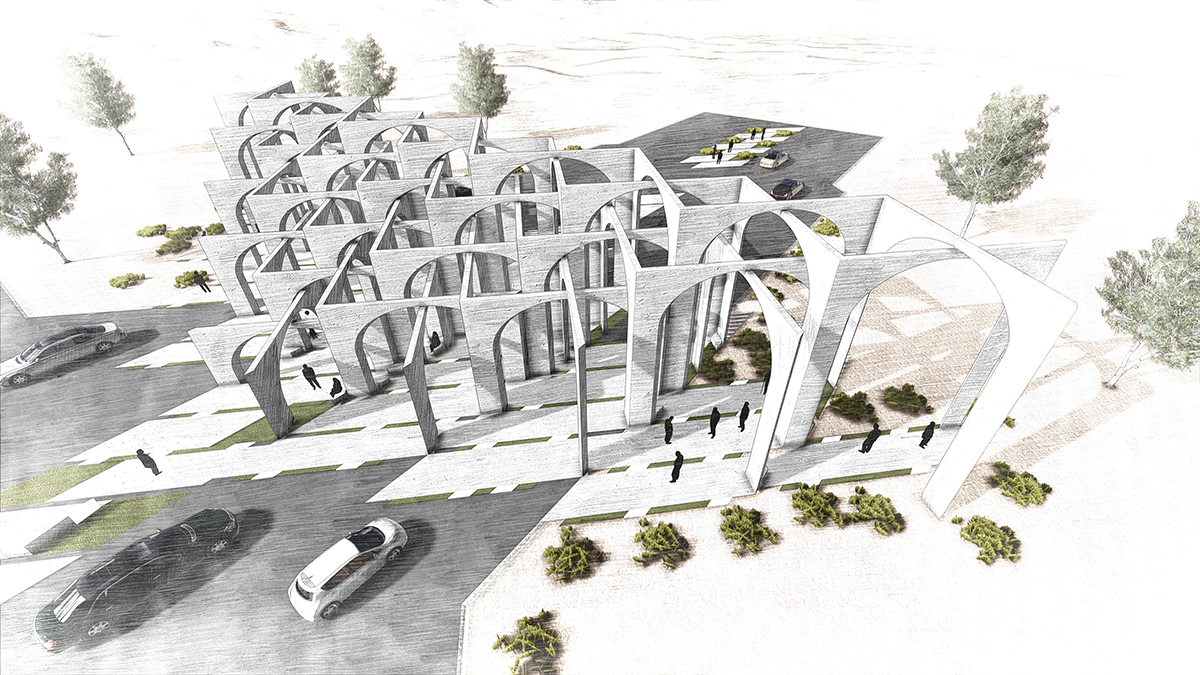 Meybod University entrance competition's second prize by 2K - Architizer