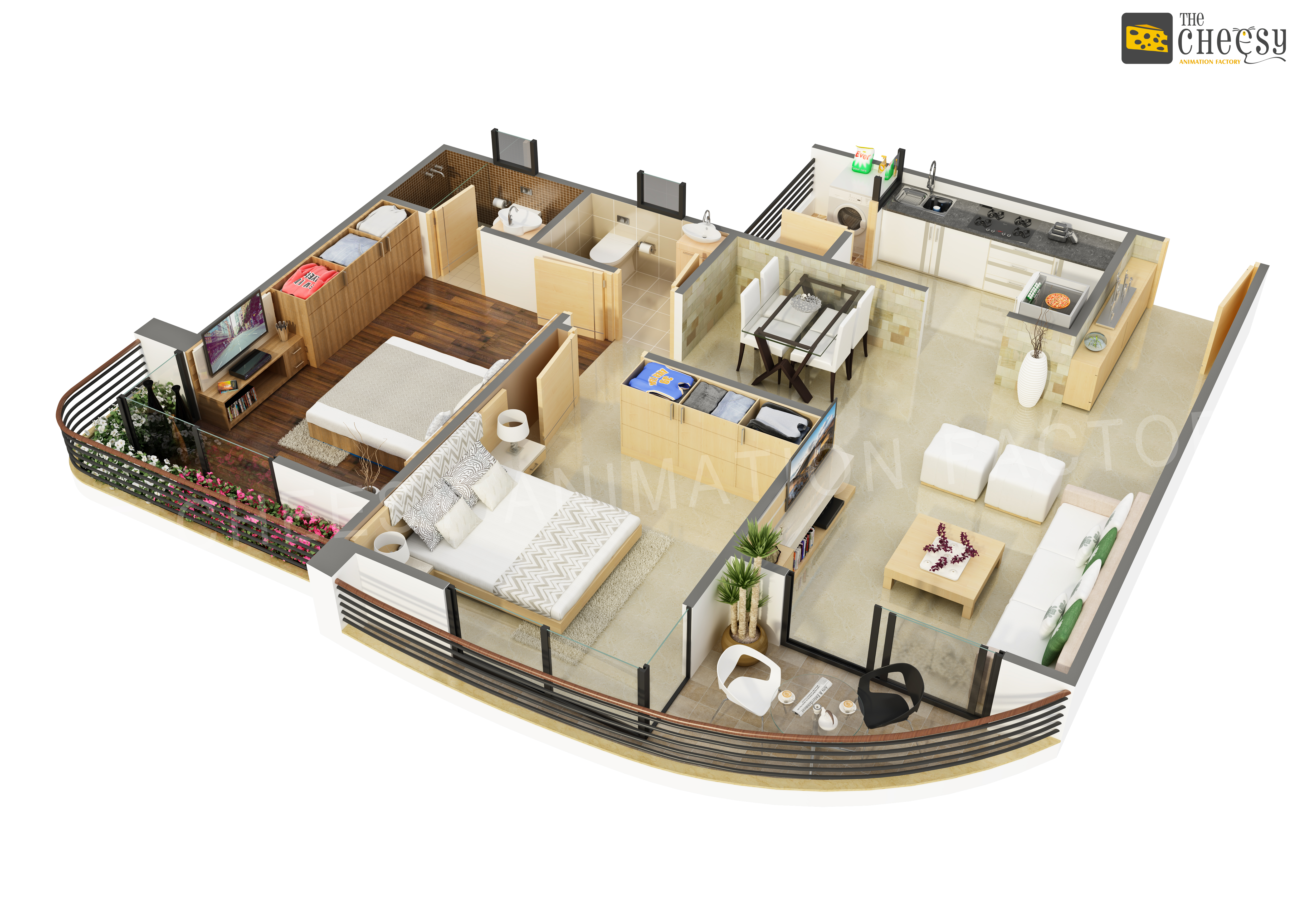 3D Floor Plan Rendering by THe Cheesy Animation Factory - Architizer