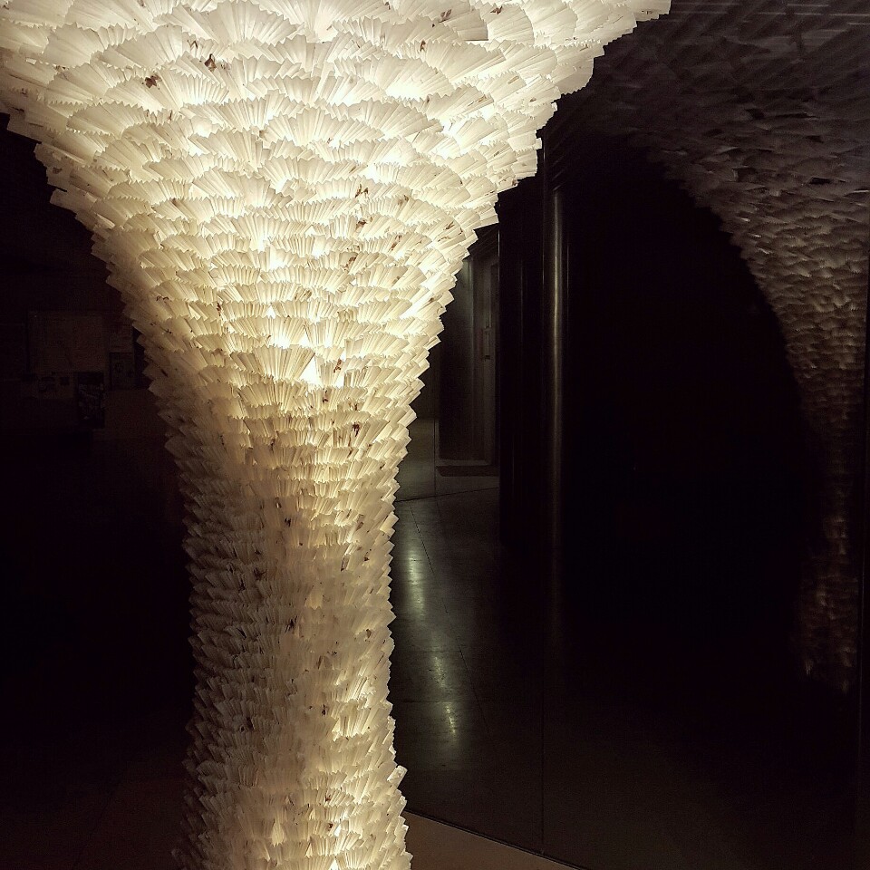 paper fan column pavillion by unkind - Architizer