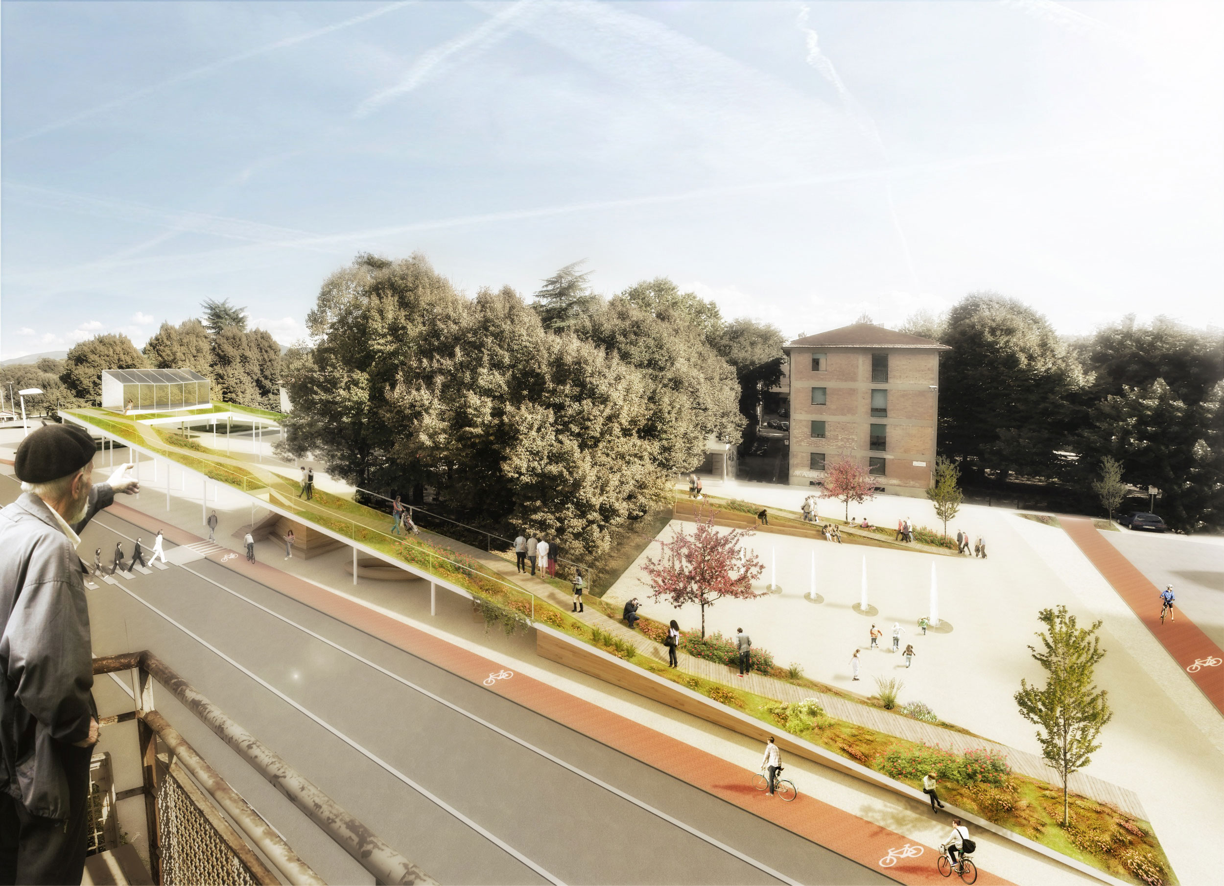 Carpark Hidden Inside a Green-Roofed Bridge by AS-DOES - Architizer