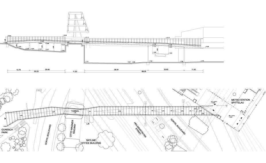 SKYWALK, covered urban bridge for pedestrians and bicyclists by Bulant ...