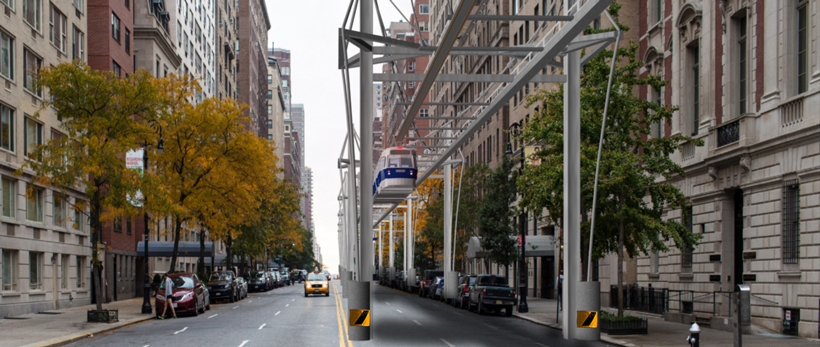 elevated monorail by Interconnected suspension structure for elevated ...
