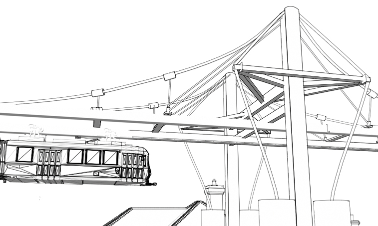 elevated monorail by Interconnected suspension structure for elevated ...