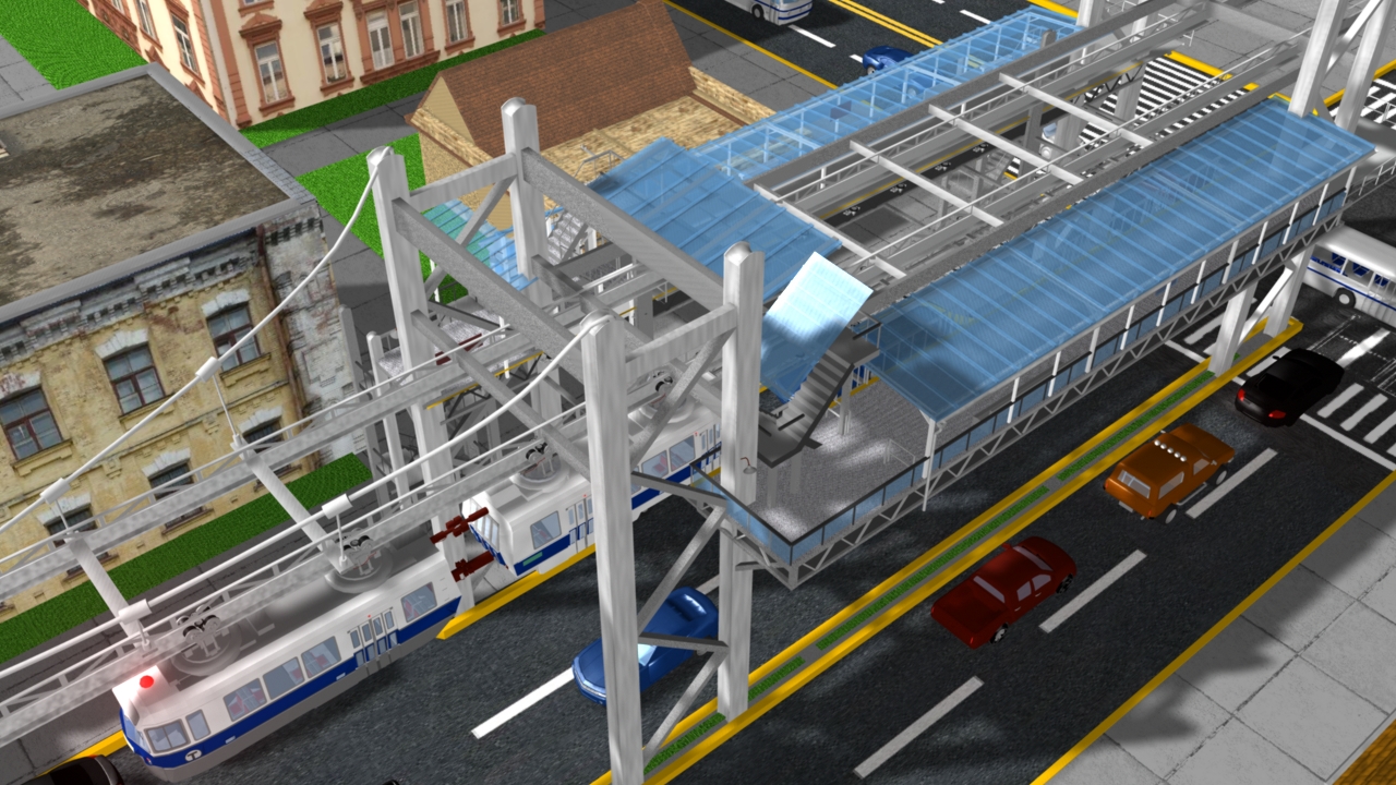 elevated monorail by Interconnected suspension structure for elevated ...