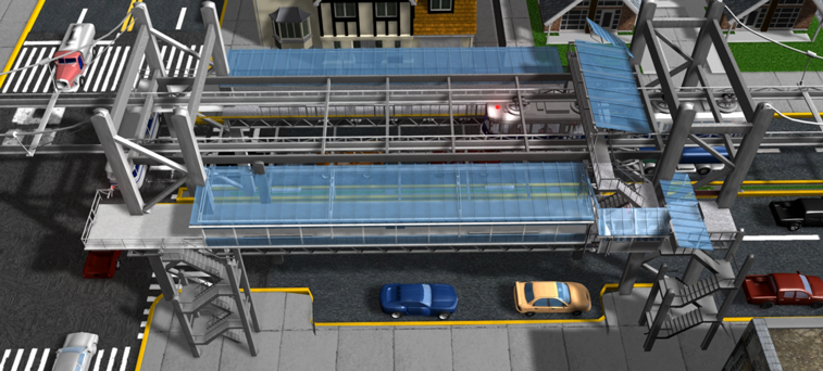 elevated monorail by Interconnected suspension structure for elevated ...