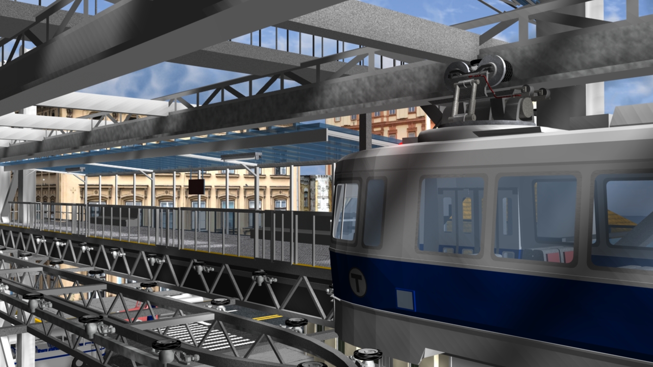 elevated monorail by Interconnected suspension structure for elevated ...