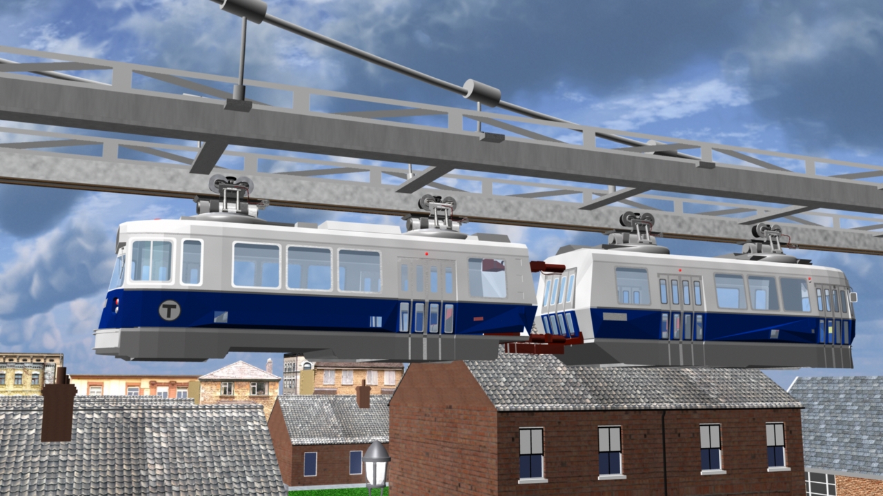 elevated monorail by Interconnected suspension structure for elevated ...