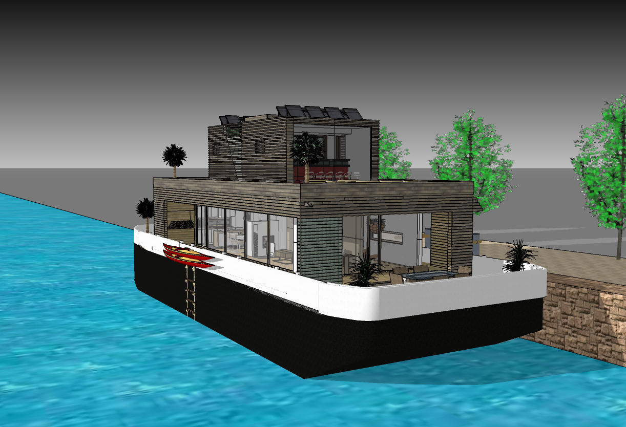 The Blob on floating Eco-Barge - Contempoary Houseboat with ...