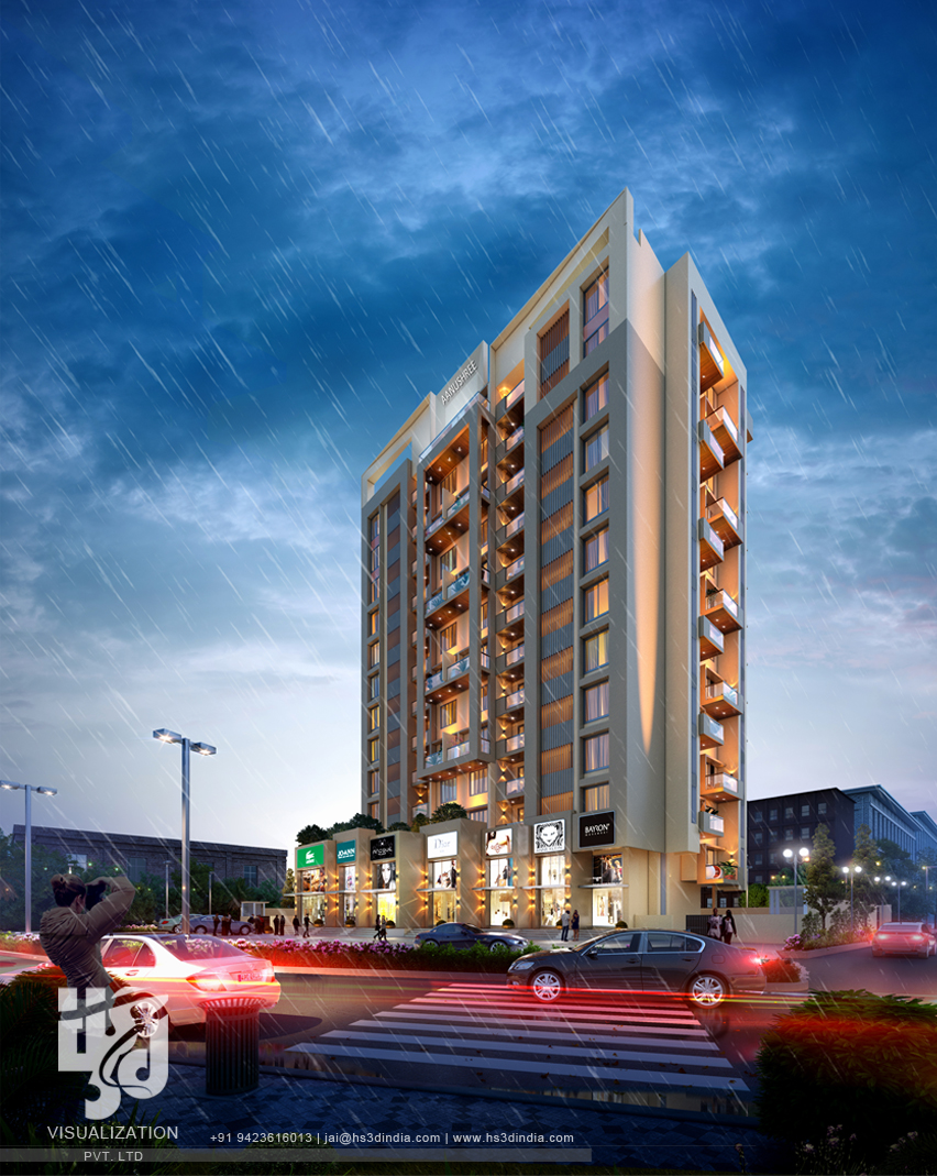 RESIDENTIAL EXTERIOR NIGHT RENDERING BY HS 3D INDIA by HS3D ...