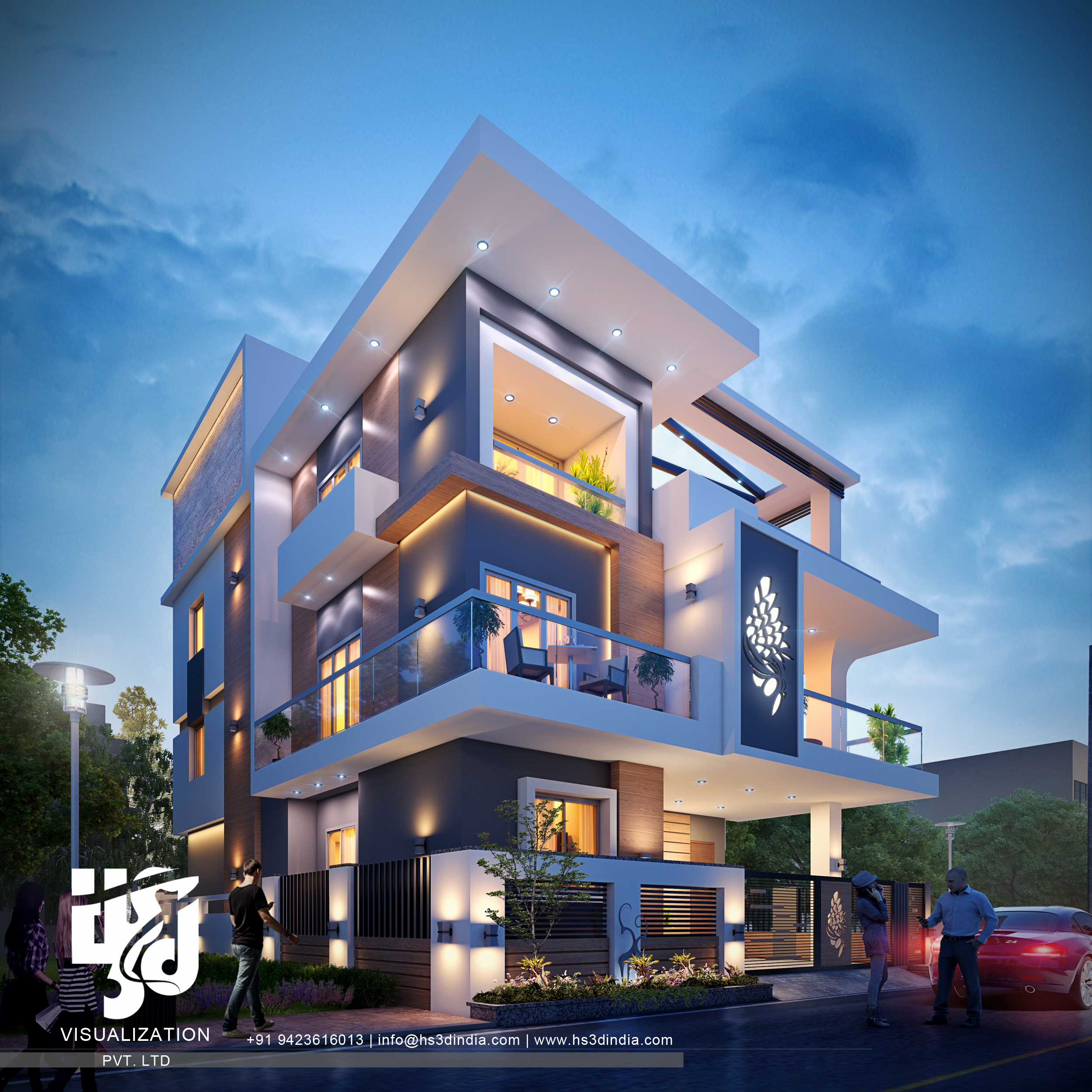 RESIDENTIAL EXTERIOR NIGHT RENDERING BY HS 3D INDIA by HS3D ...