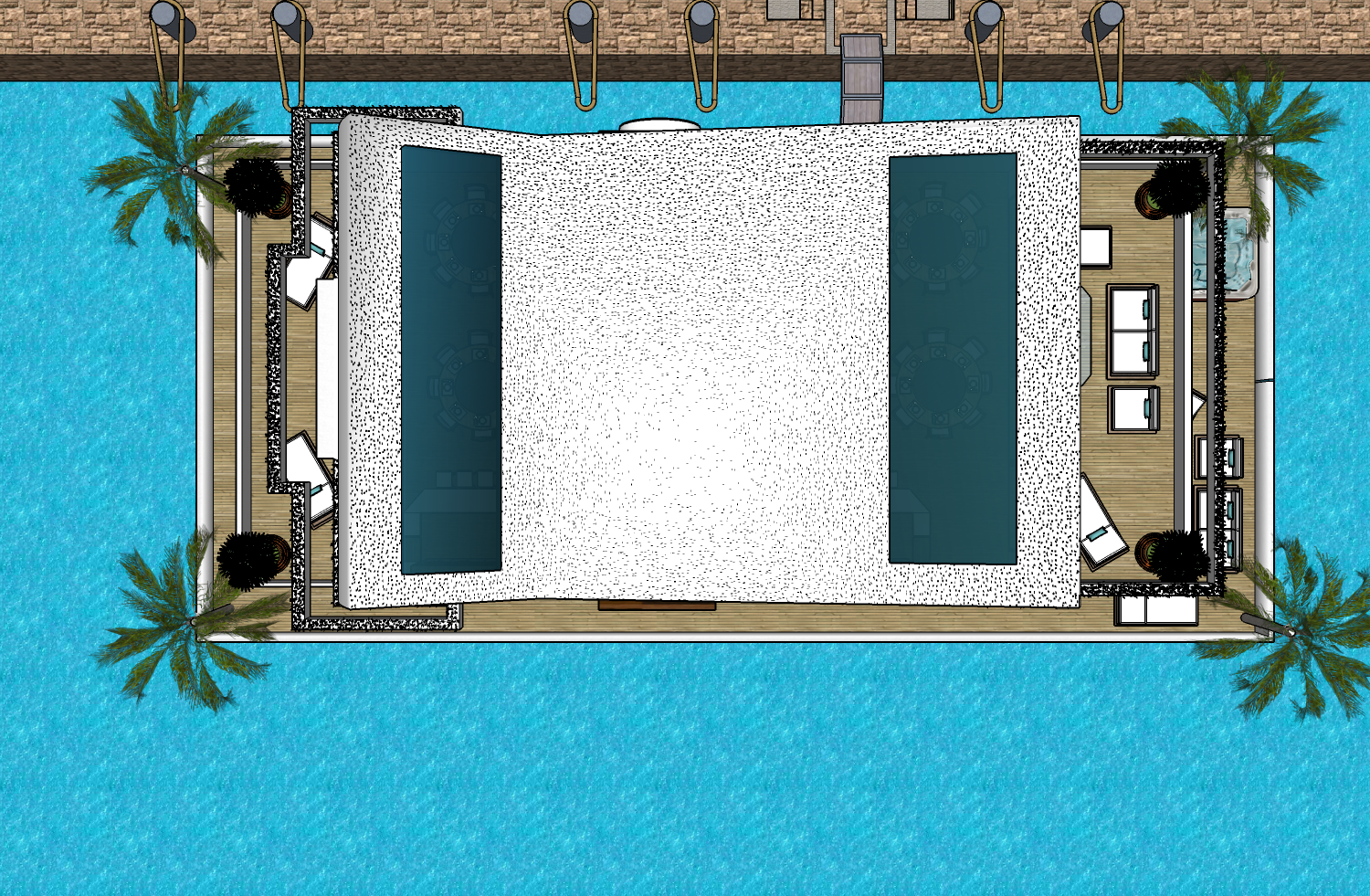 House Boat Barge Rental Manufactor Design with sections cuts to ...
