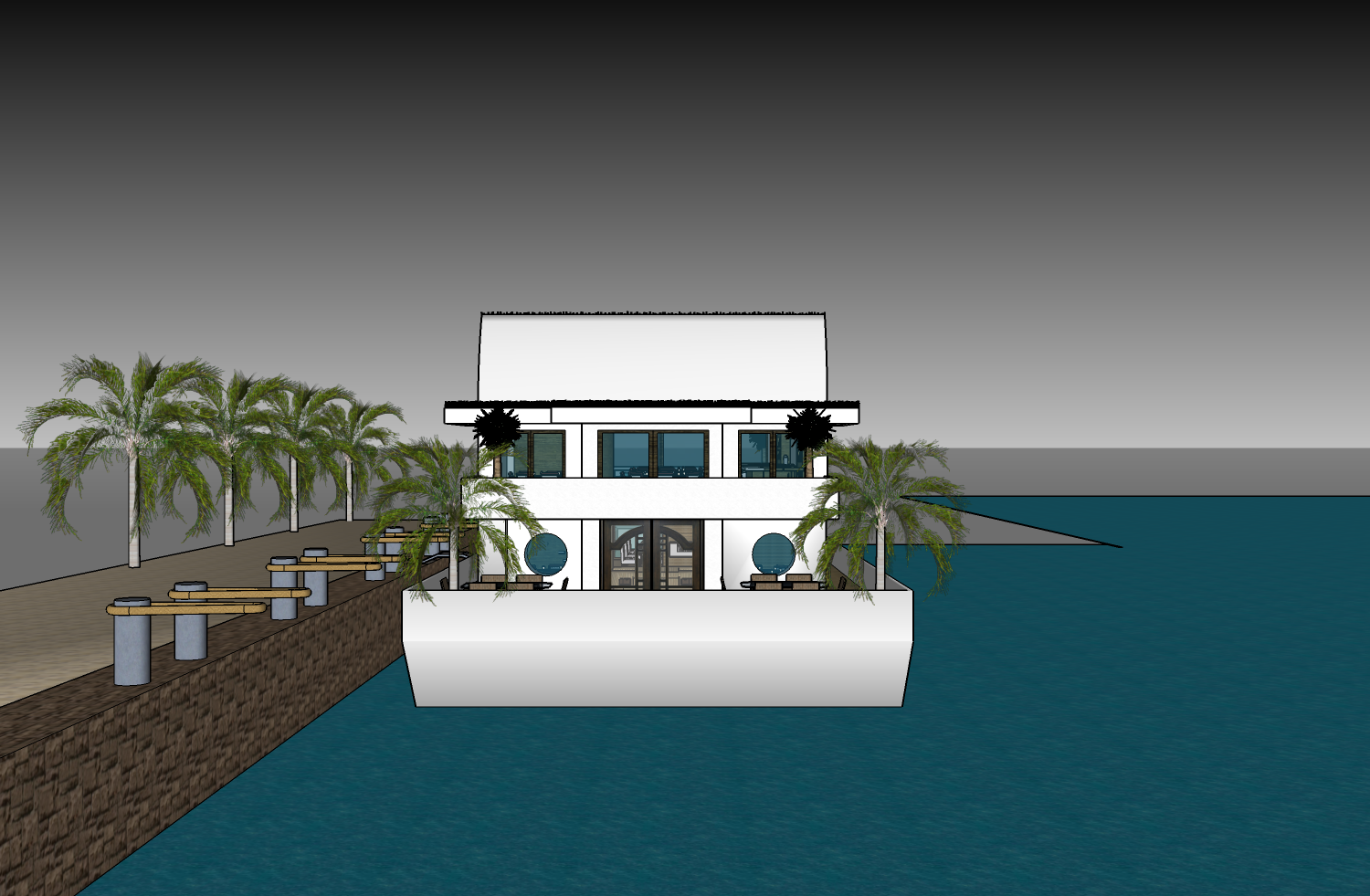 House Boat Barge Rental Manufactor Design with sections cuts to ...