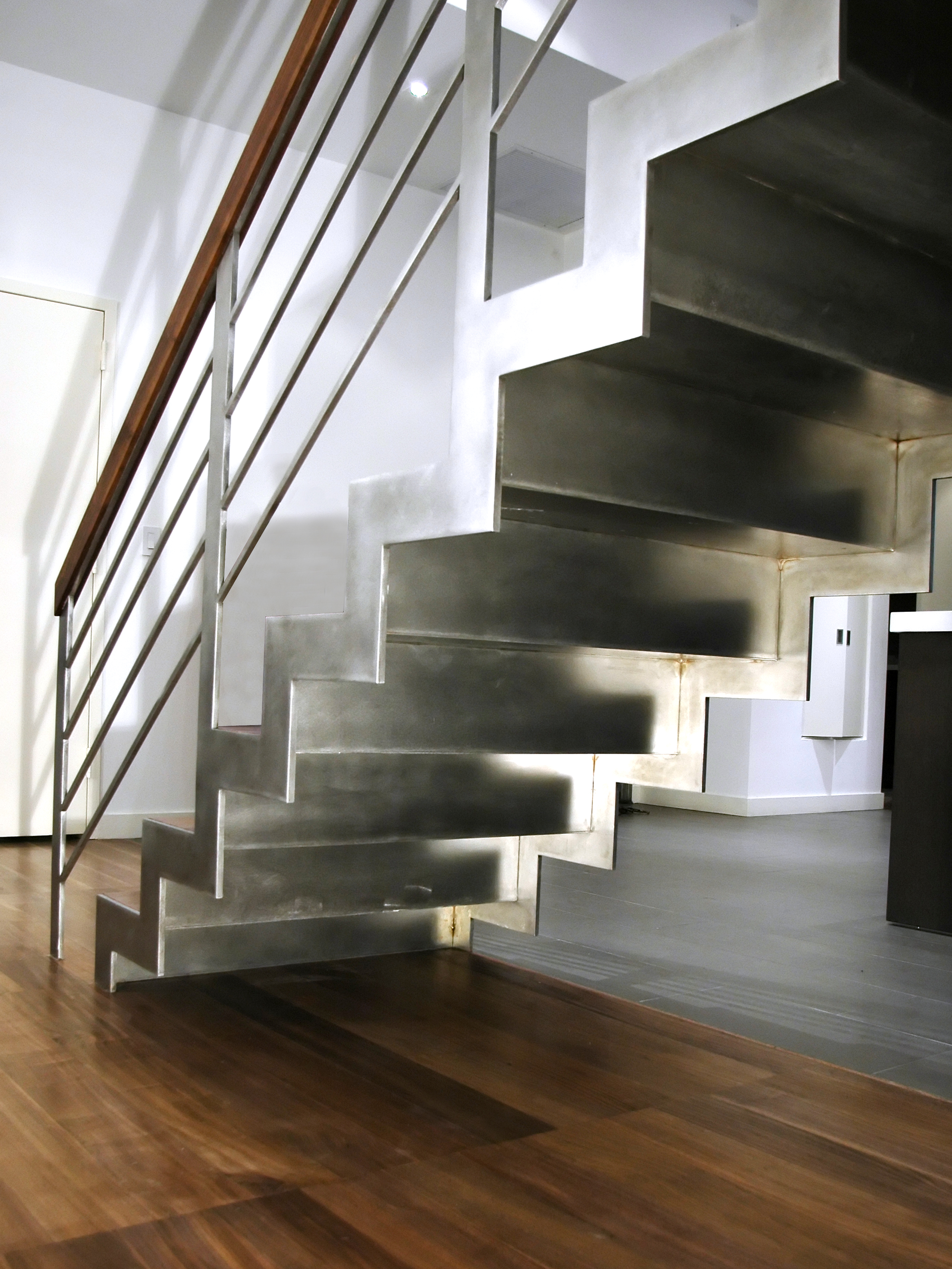 Stainless and walnut staircase by Serett Metalworks Corp - Architizer