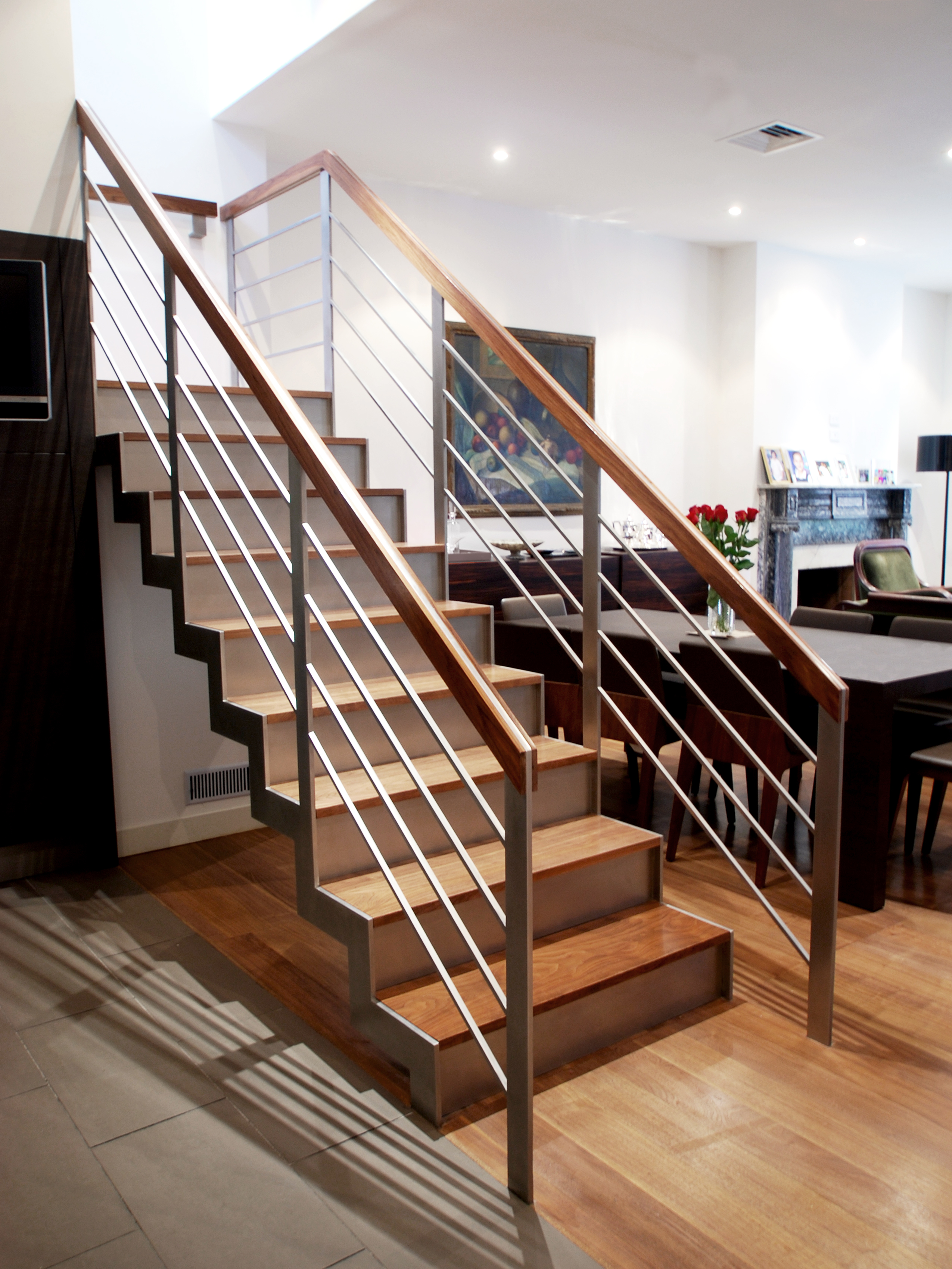 Stainless and walnut staircase by Serett Metalworks Corp - Architizer