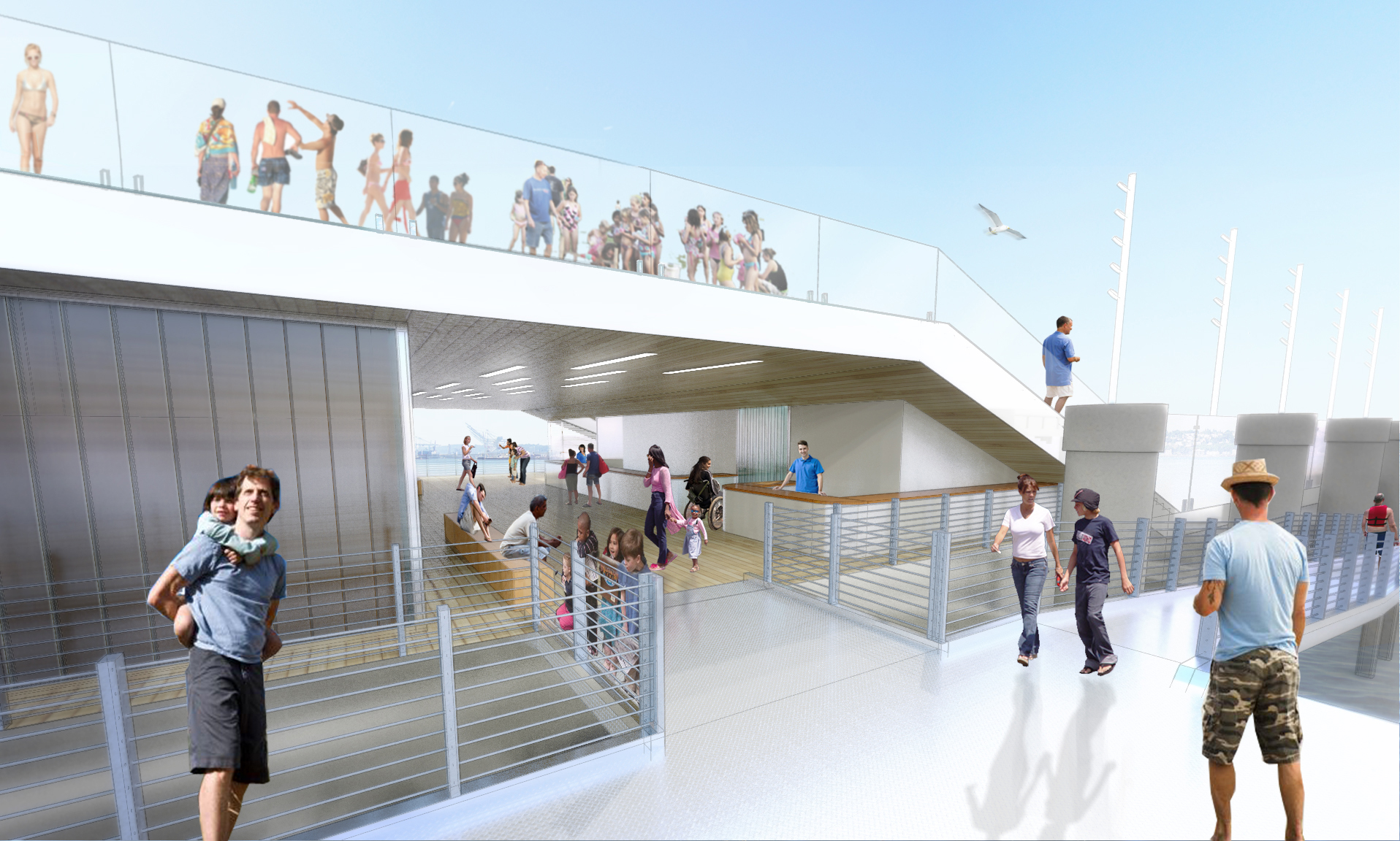 Waterfront Seattle Pool Barge& Union Street Pedestrian Bridge by ...