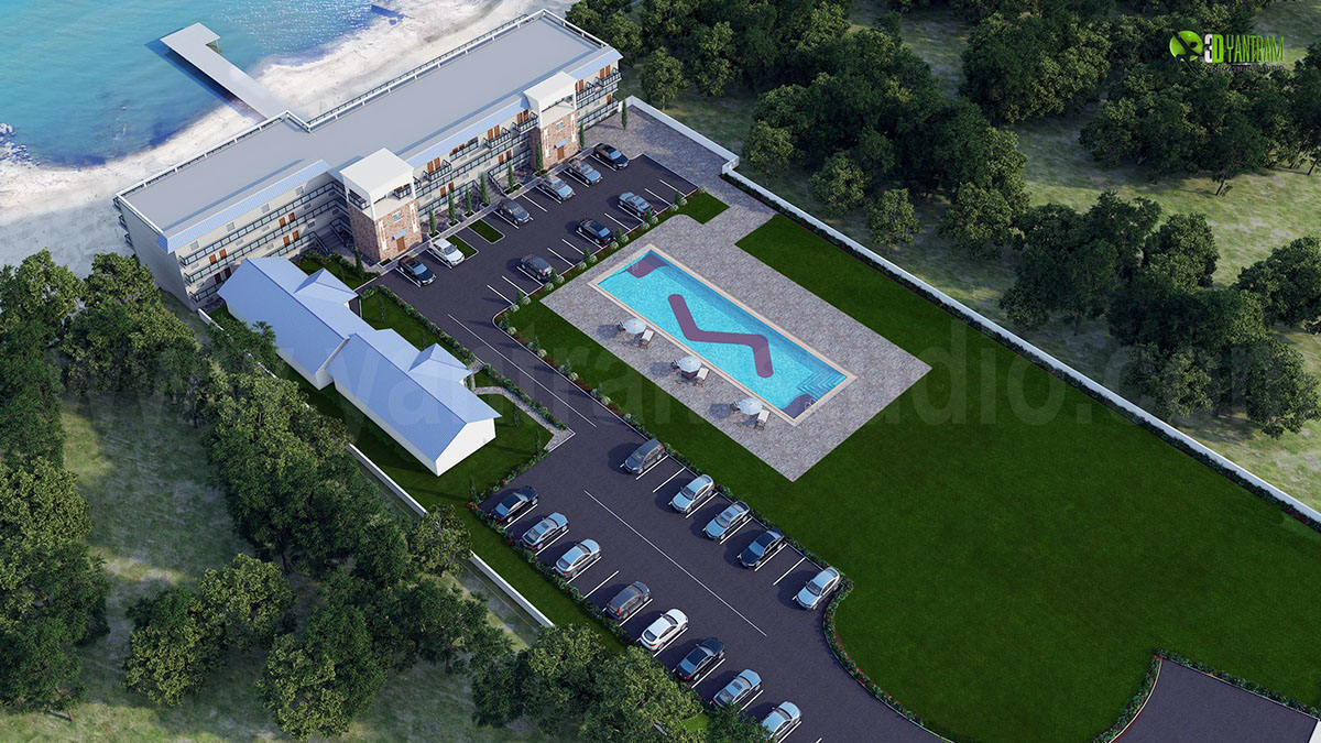 Aerial View of 3D Resort Exterior Architectural by Exterior Design ...