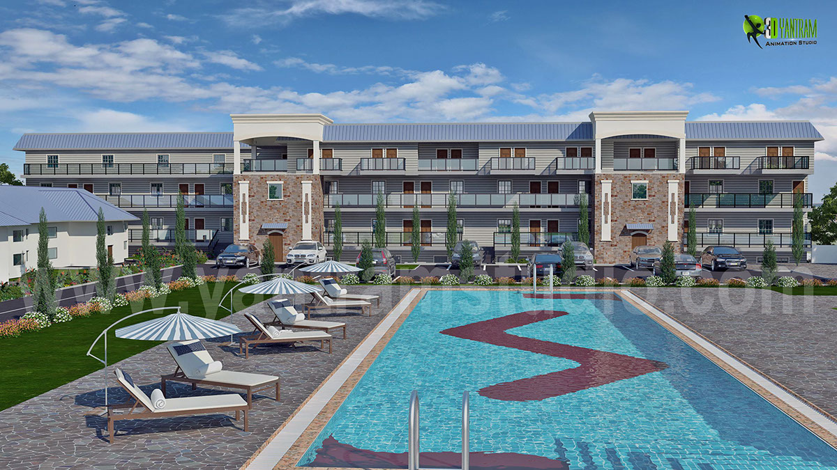 Aerial View of 3D Resort Exterior Architectural by Exterior Design ...