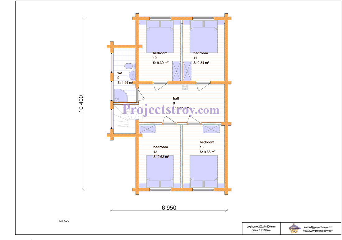 The project is a two-storey wooden house by Projectstroy drawings log ...