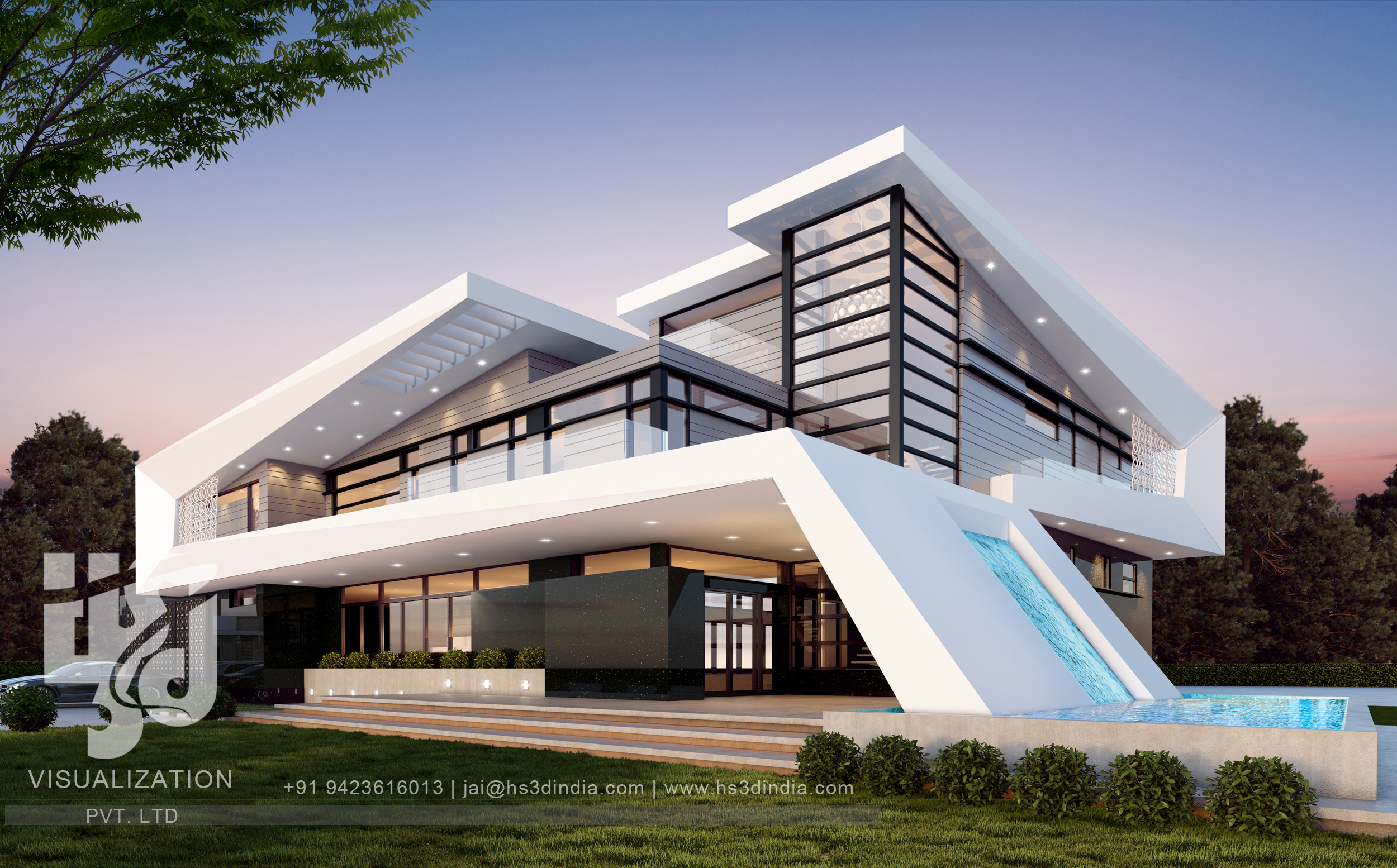 RESIDENTIAL EXTERIOR NIGHT RENDERING BY HS 3D INDIA by HS3D ...