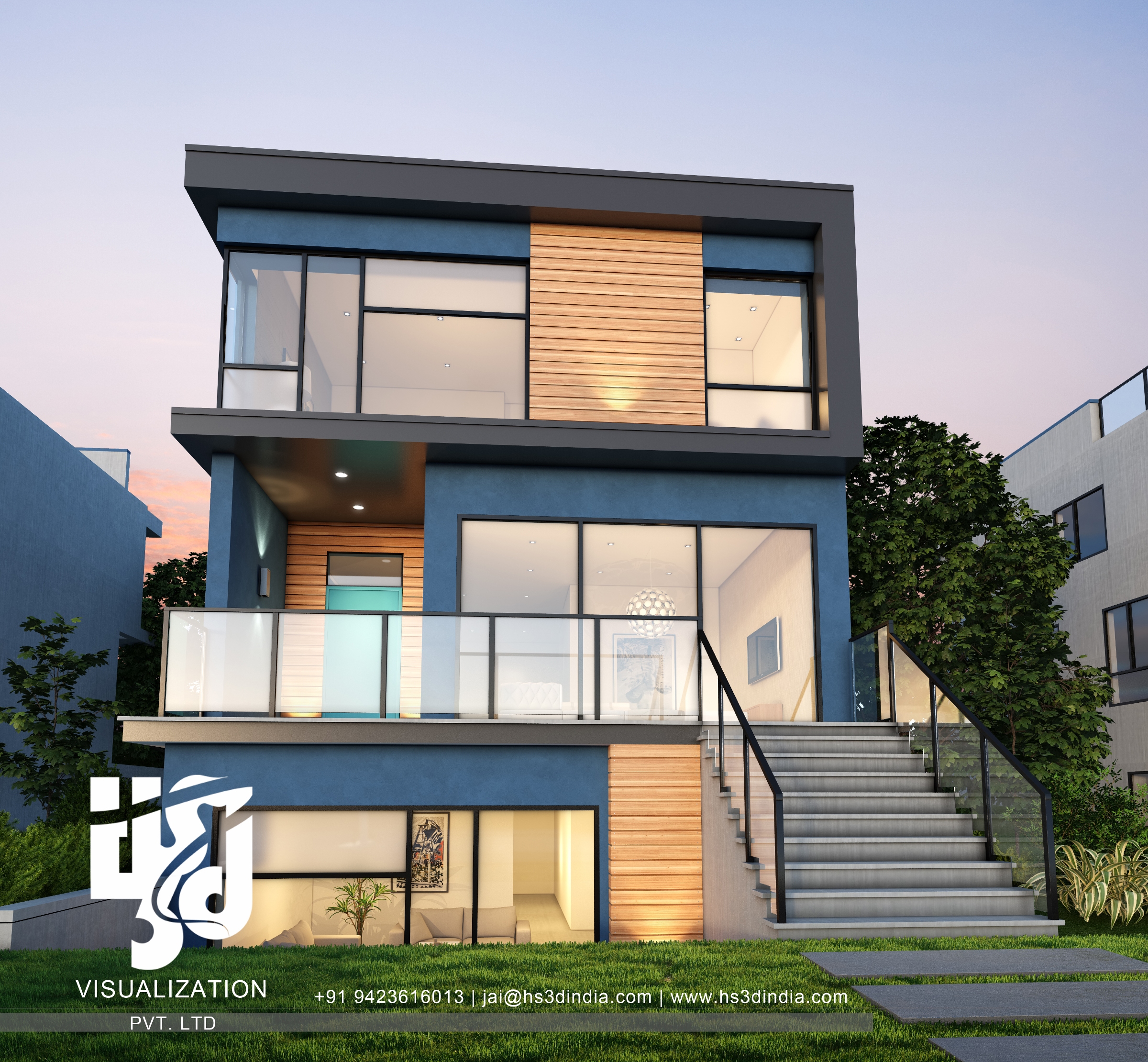 RESIDENTIAL EXTERIOR NIGHT RENDERING BY HS 3D INDIA by HS3D ...