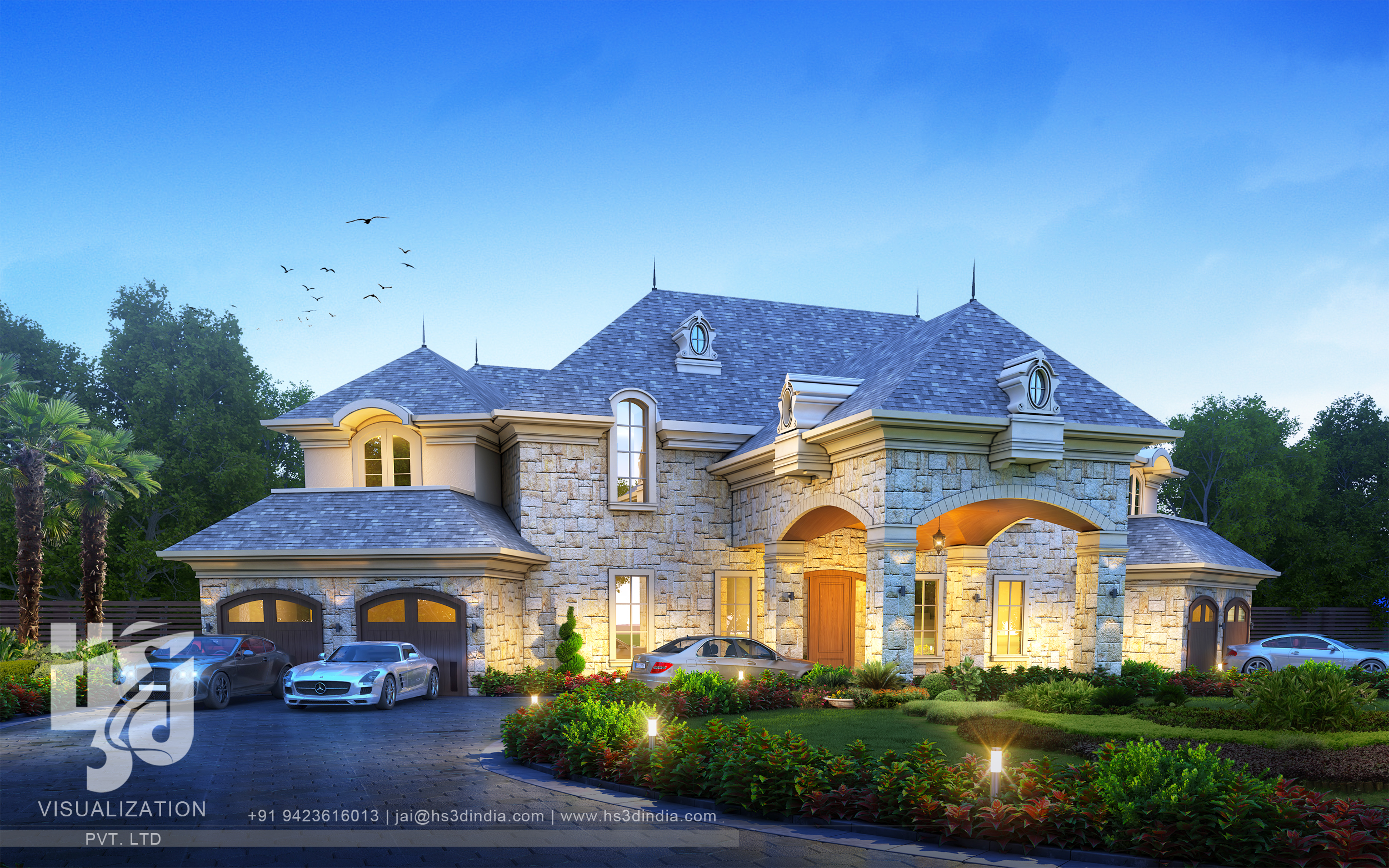 RESIDENTIAL EXTERIOR NIGHT RENDERING BY HS 3D INDIA by HS3D ...