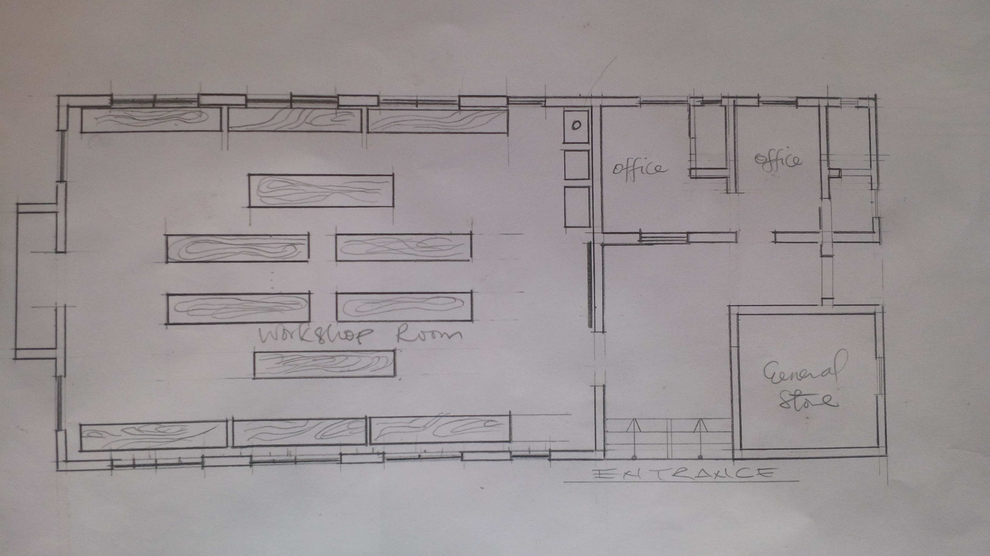 pencil sketch of workshop by soundbergcorp - Architizer