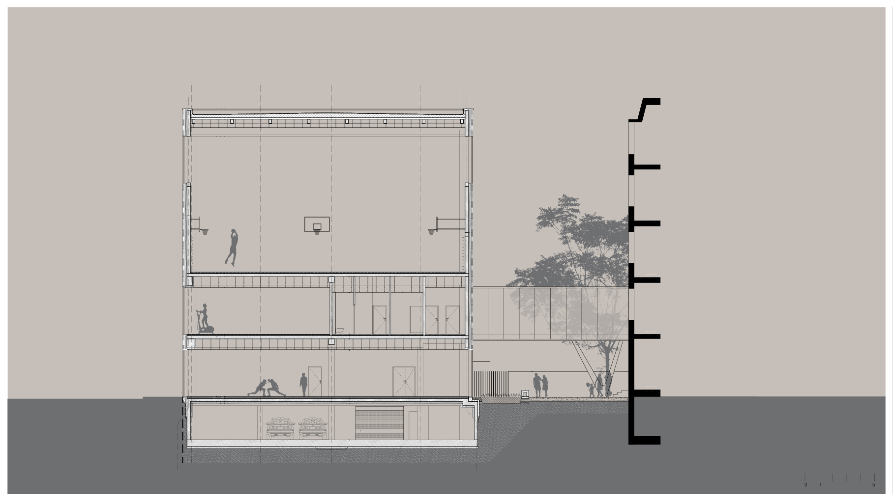 Hybrid sports complex with fencing hall for school group No. 5 in ...