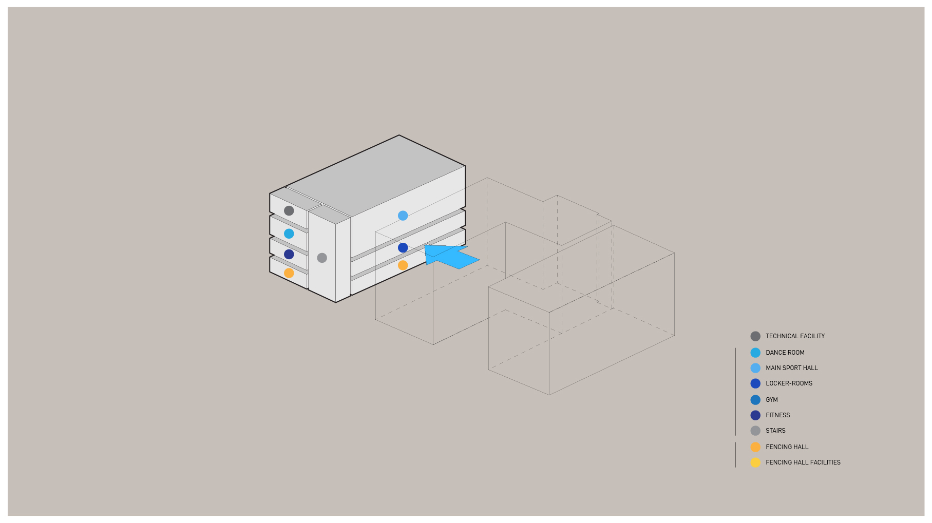 Hybrid sports complex with fencing hall for school group No. 5 in ...