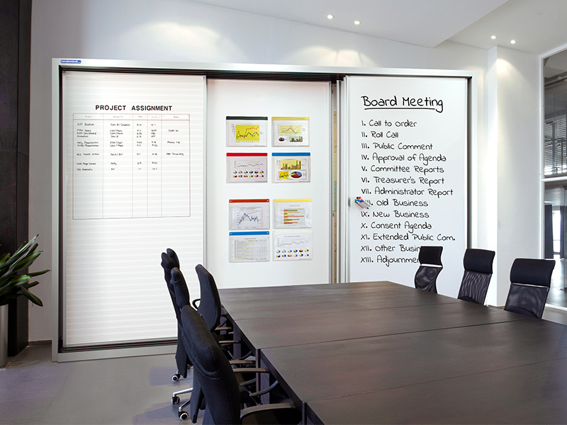 TrackWall® Sliding Panel Visual Display Cabinets from Magnatag - Architizer