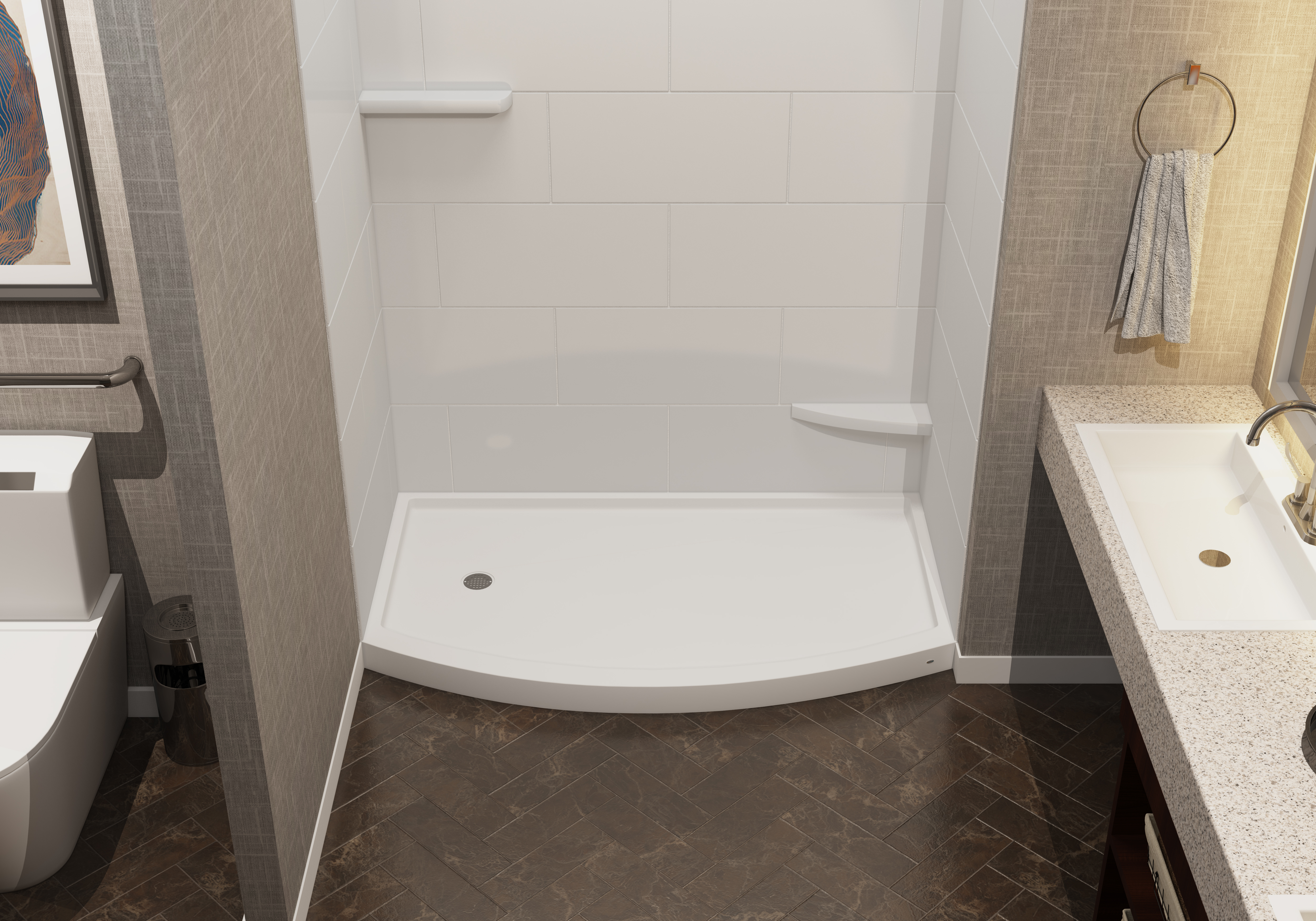 Curved Front Shower Pan from Mincey Marble - Architizer