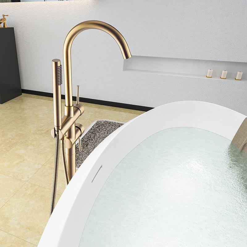 Fontana Cholet Floor Stand Gold Finish Bath Tub Faucet Dual Handle With ...