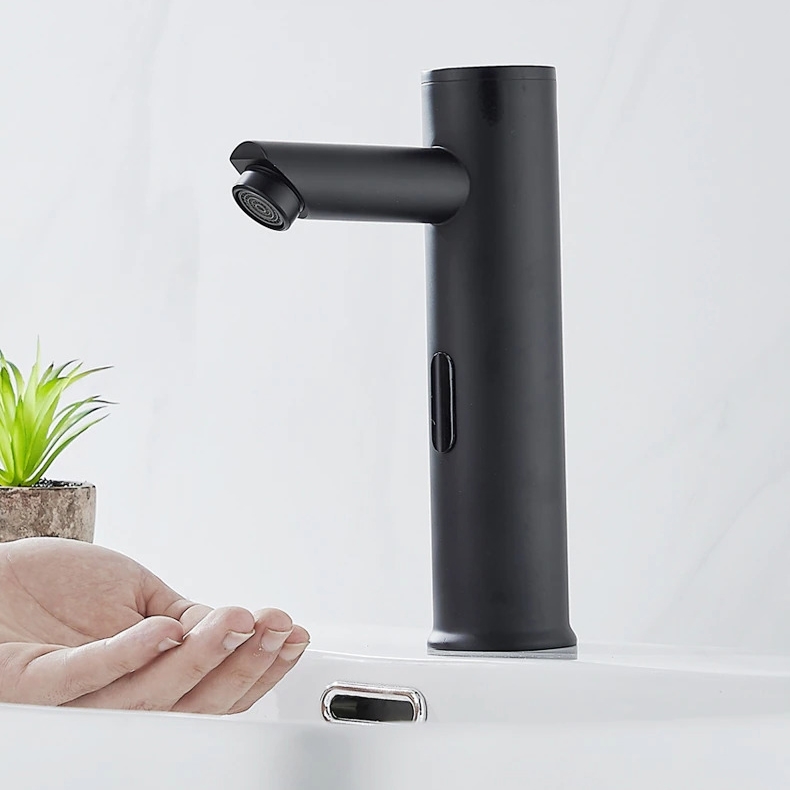 Fontana Tall Matte Black Commercial Motion Sensor Touchless Faucet from ...