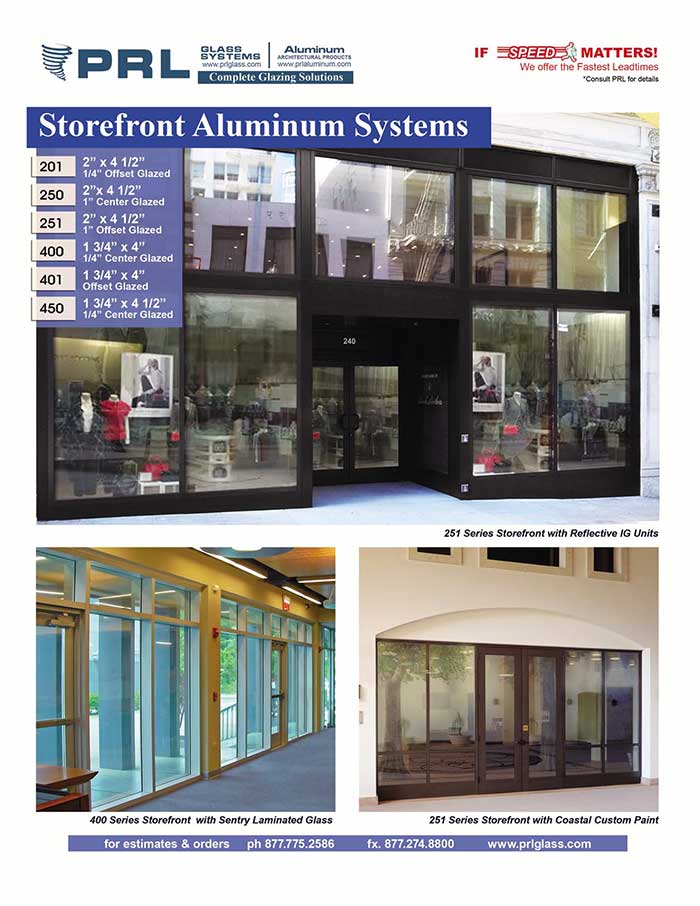 Aluminum Storefront Systems: 3 Center & Offset Glazed Series from PRL ...