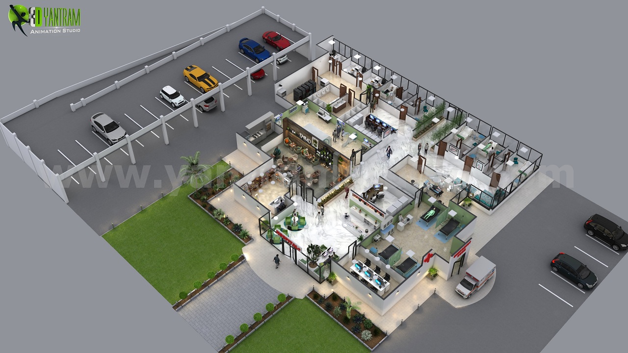 A Famous Hospital 3d Floor Plan Design Ideas by Yantram virtual floor ...