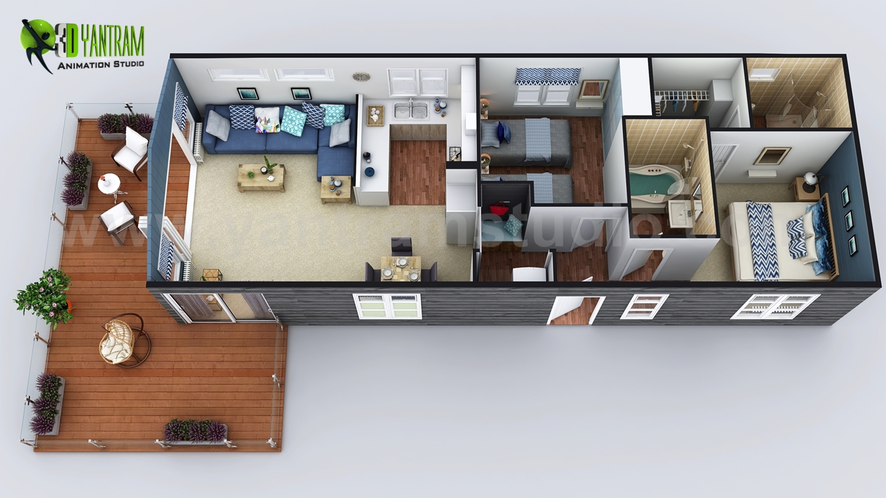 2D & 3D House Floorplans by Yantram architectural studio - Miami, USA ...