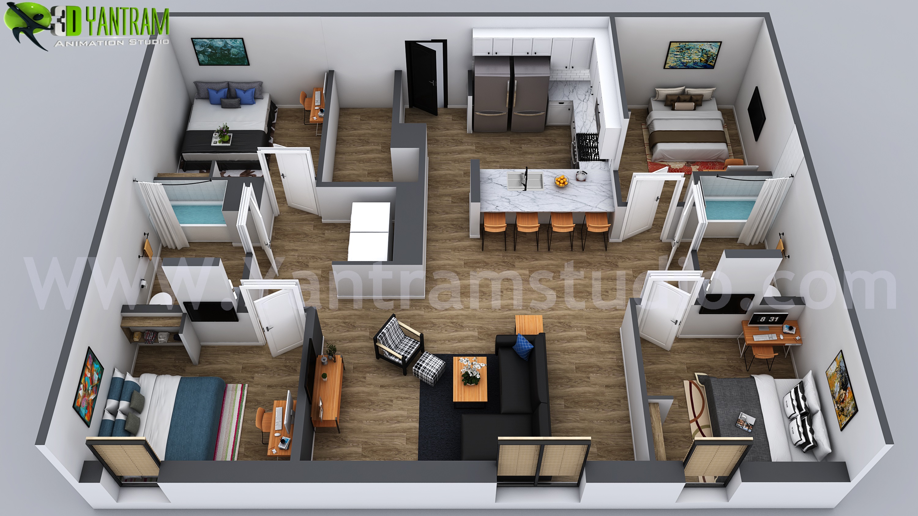 3D Home Floor Plan Designs By Yantram floor plan designer - Washington ...