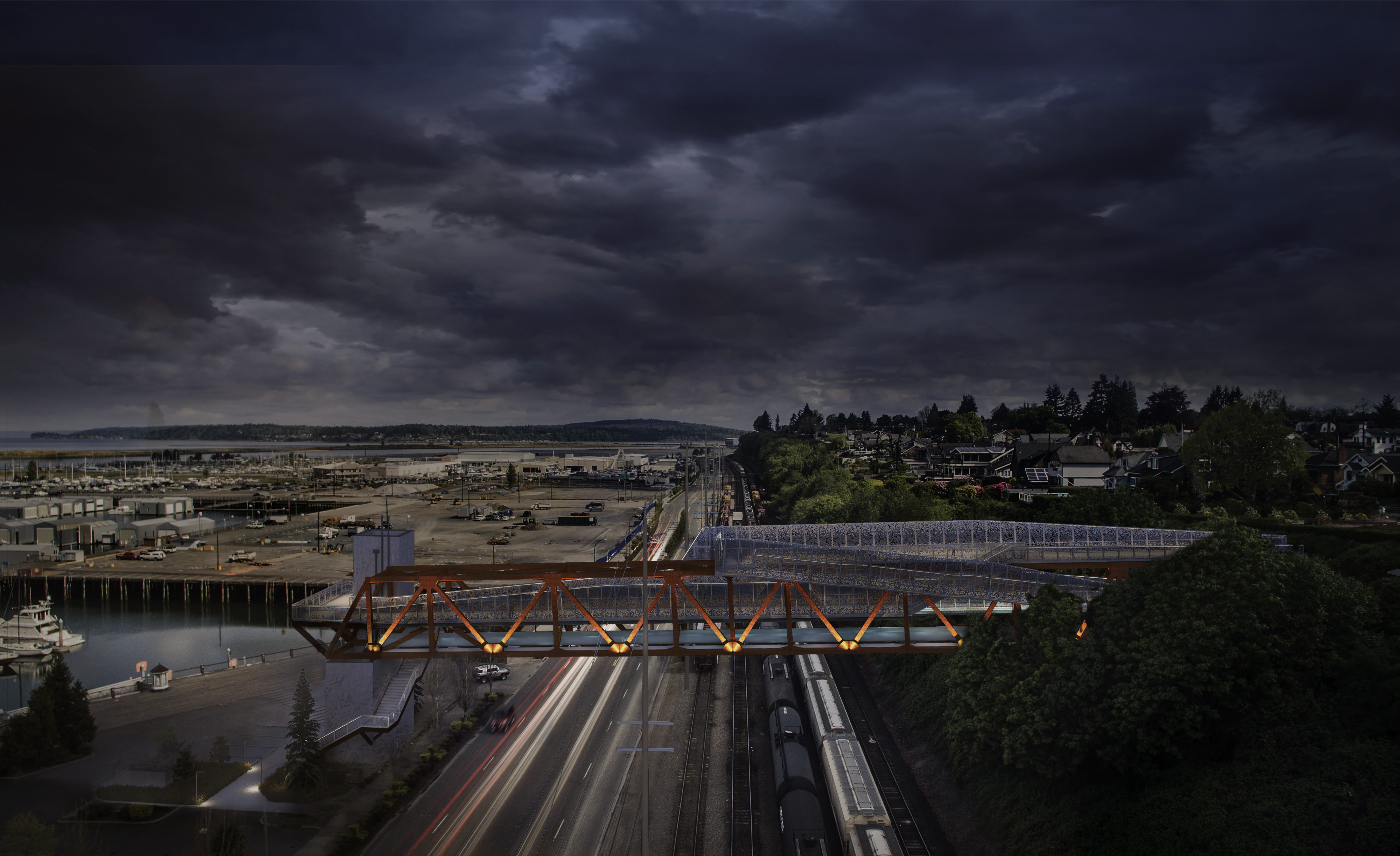 Everett Grand Avenue Pedestrian Bridge by LMN Architects - Architizer