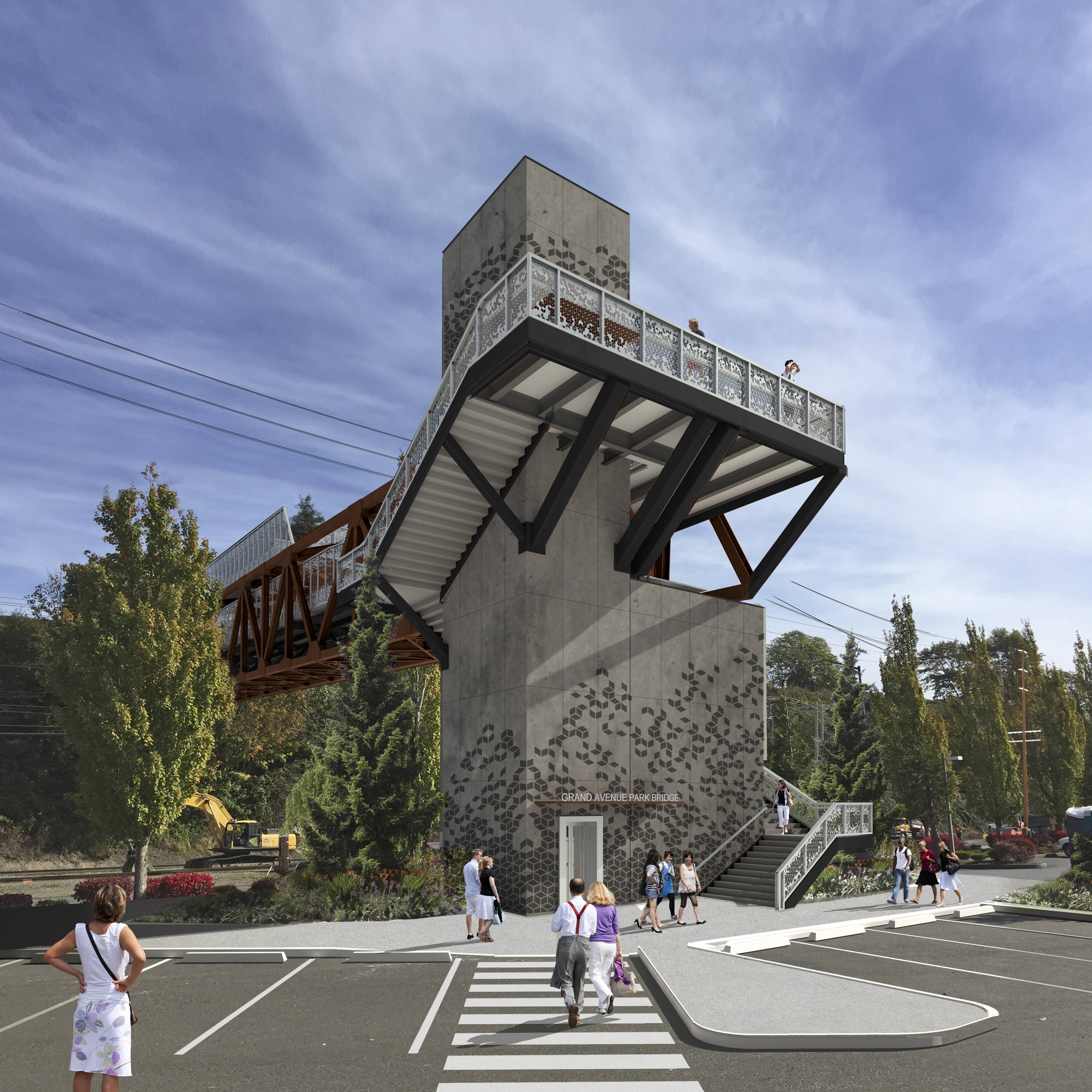 Everett Grand Avenue Pedestrian Bridge by LMN Architects - Architizer