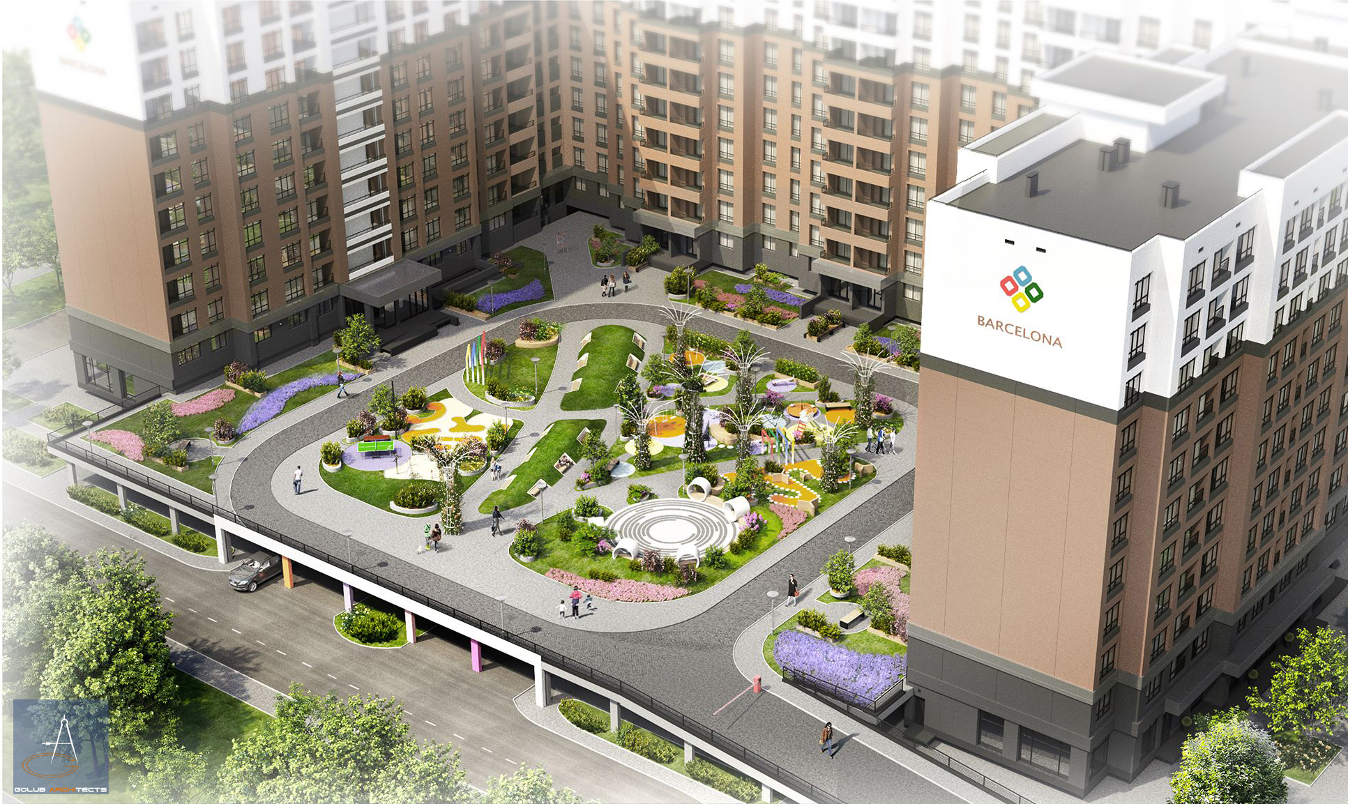 Landscape design of Residential complex "Barcelona" by Golub Architects ...